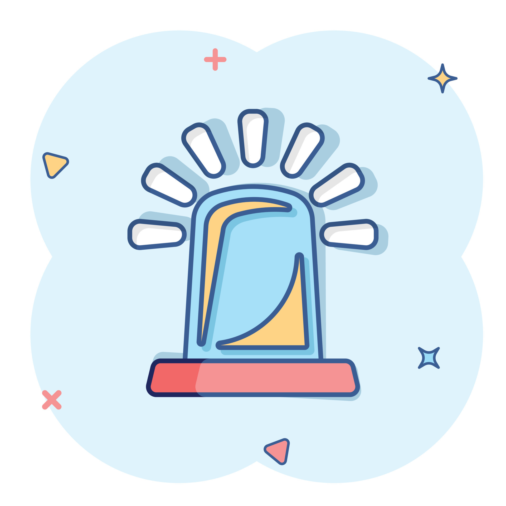 Emergency alarm icon in comic style. Alert lamp cartoon vector ...