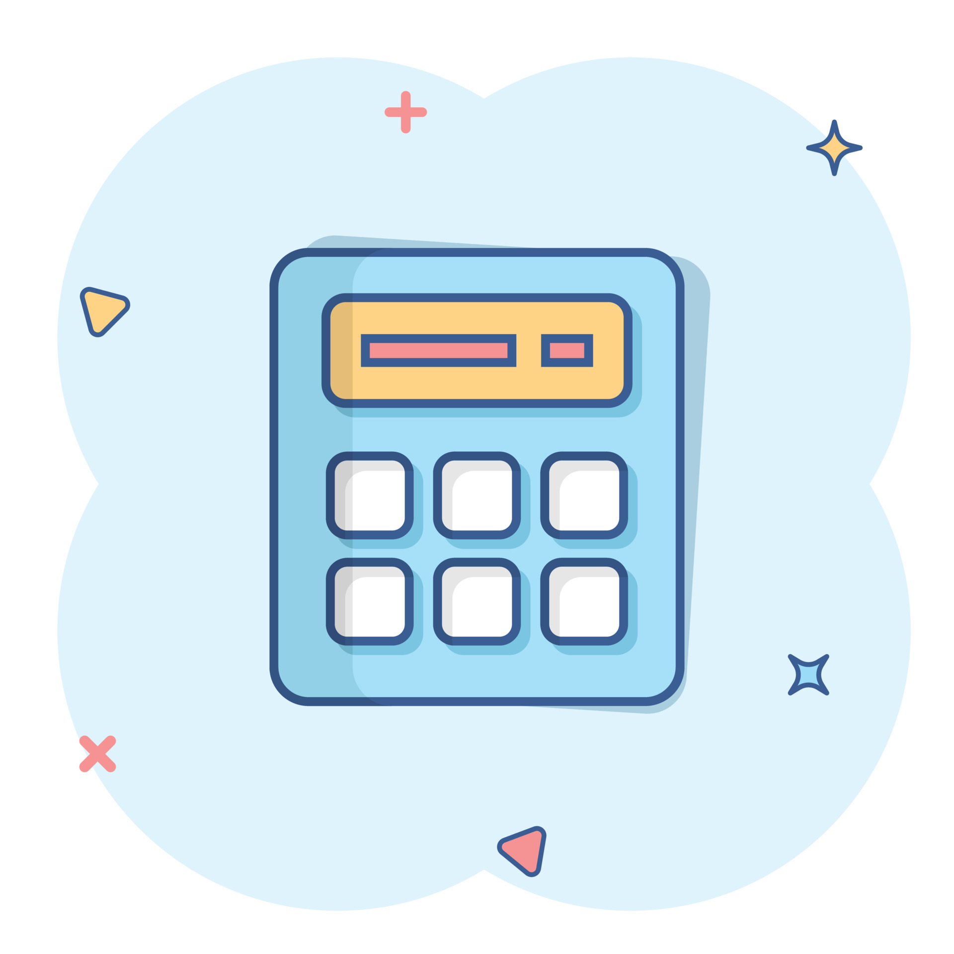 Icono De Calculadora En Estilo Cómico Calcular La Ilustración Vectorial De Dibujos Animados