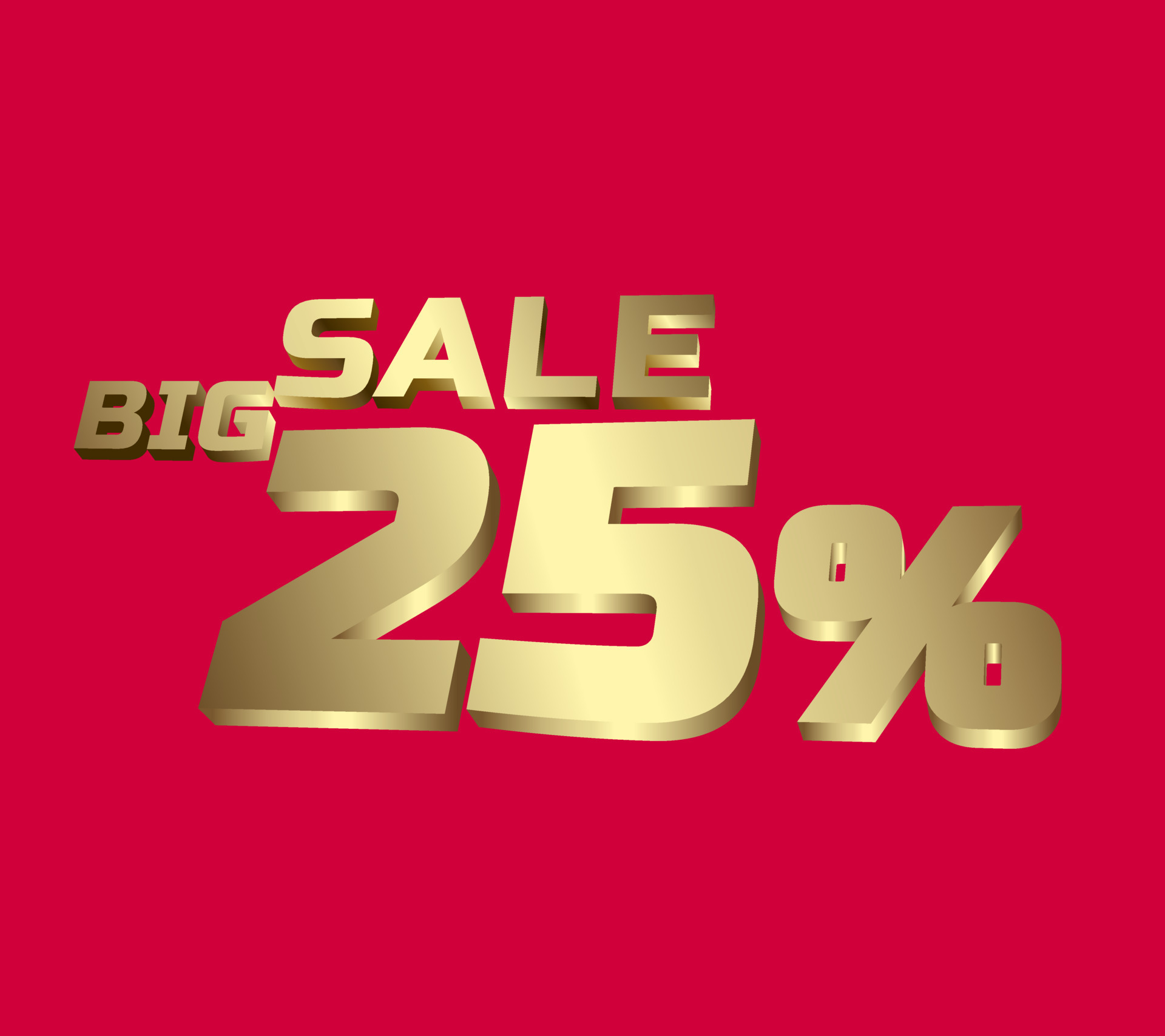 Big sale 25 percent 3Ds Letter Golden, 3Ds Level Gold color, big sales 3D, Percent on red color ...