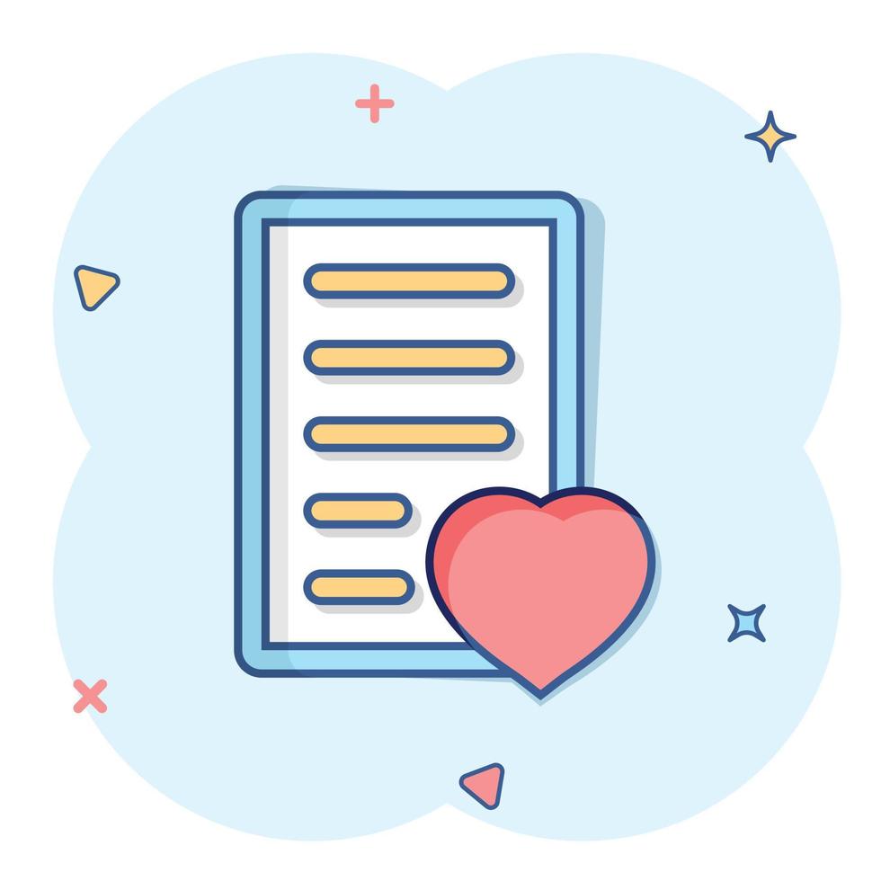 Wishlist icon in comic style. Like document cartoon vector illustration ...