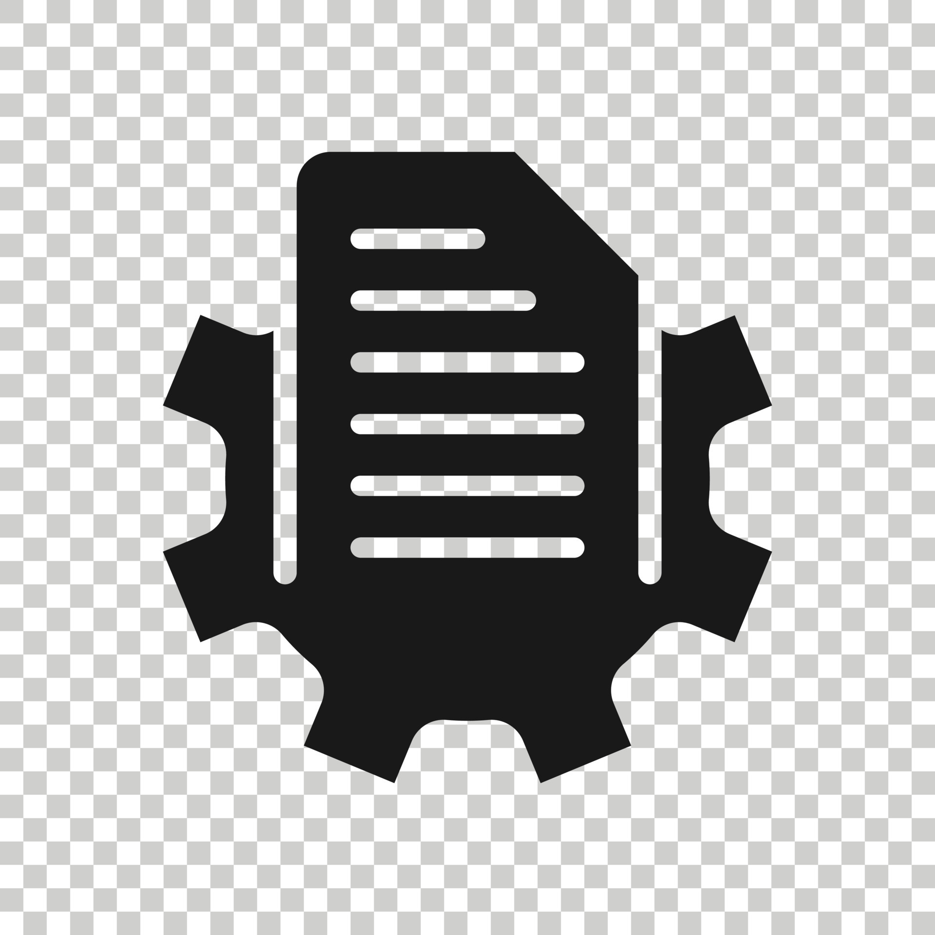 Document with gear icon in flat style. Big data processing vector ...