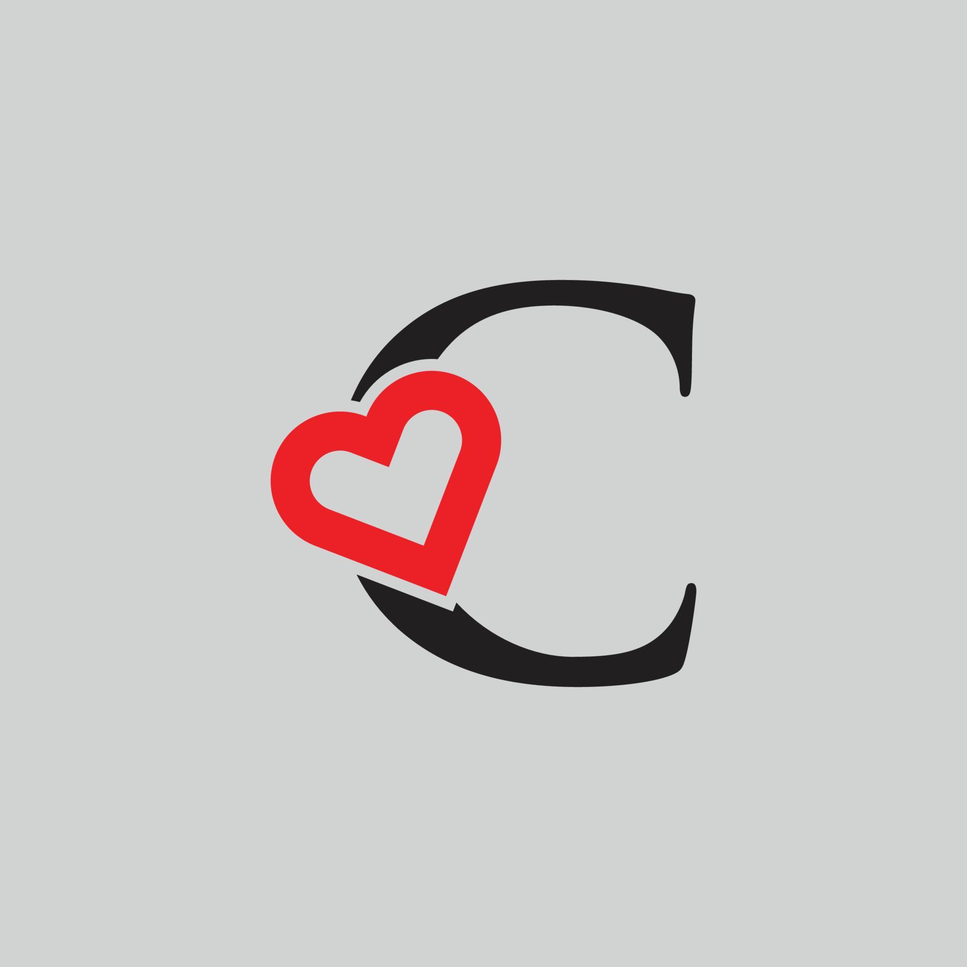Logo Heart Letter C. Beautiful vector love logo design. C love outline creative letter design ...