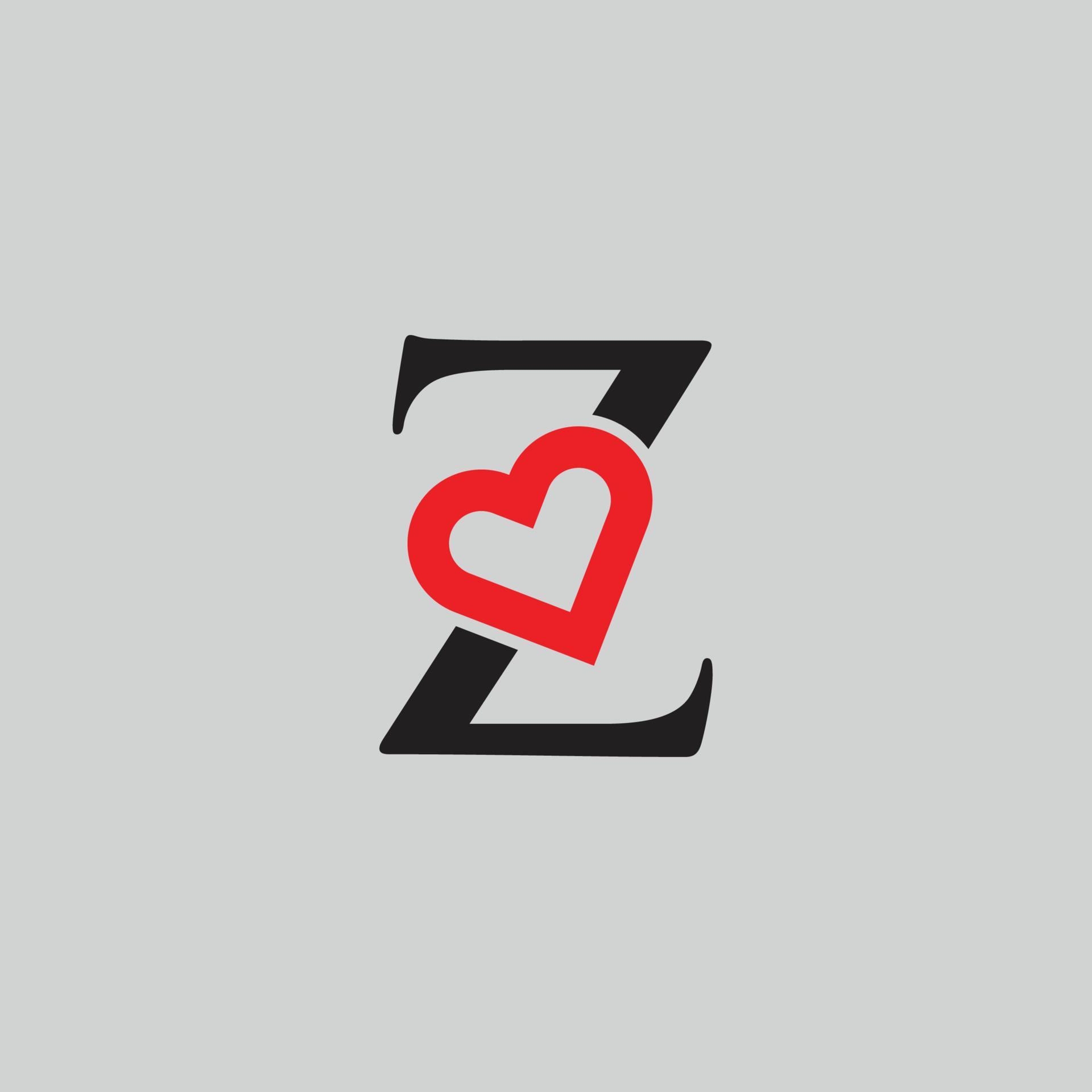 Logo Heart Letter Z. Beautiful vector love logo design. Z love outline creative letter design ...