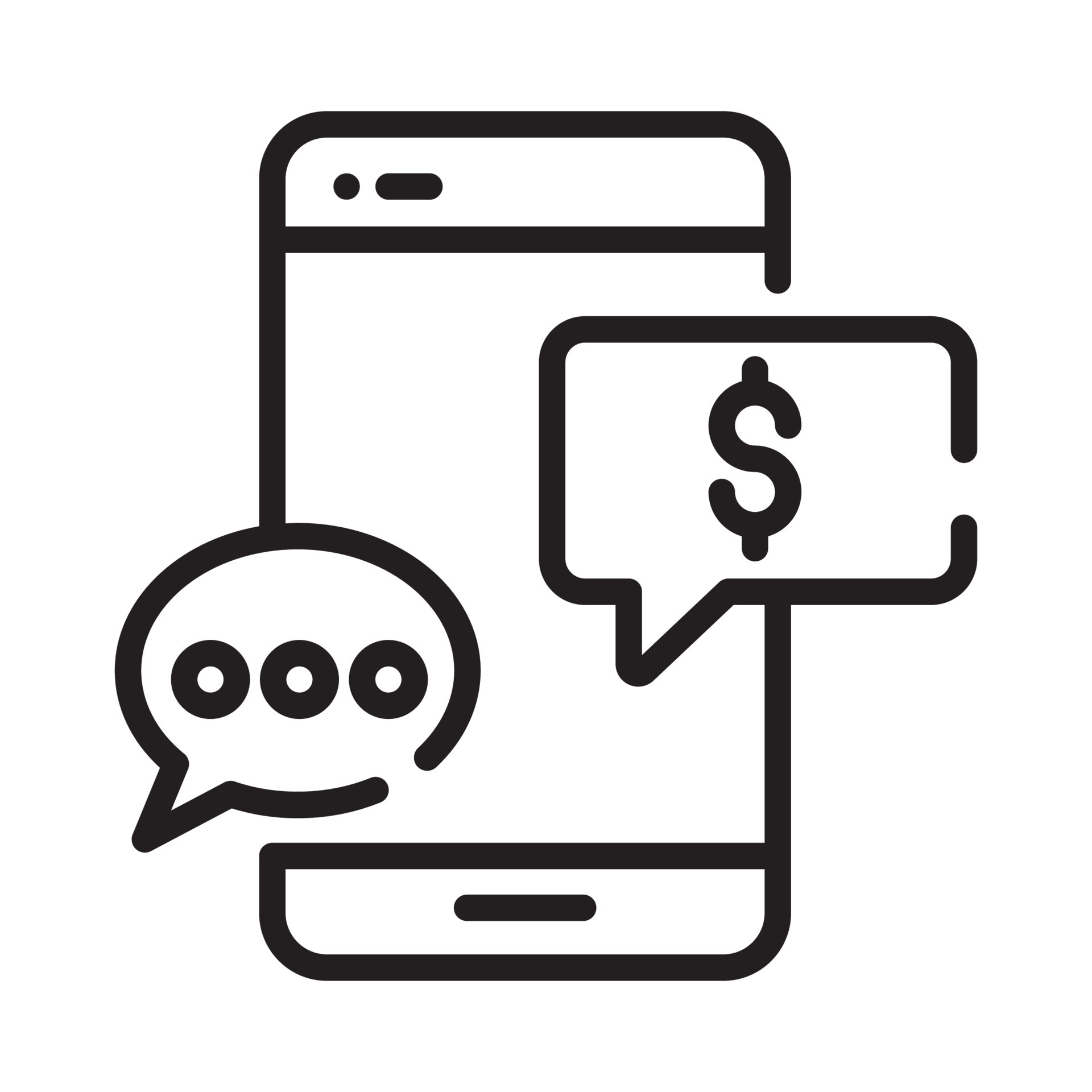 Sms Transaction Vector Style Illustration Business And Finance Outline