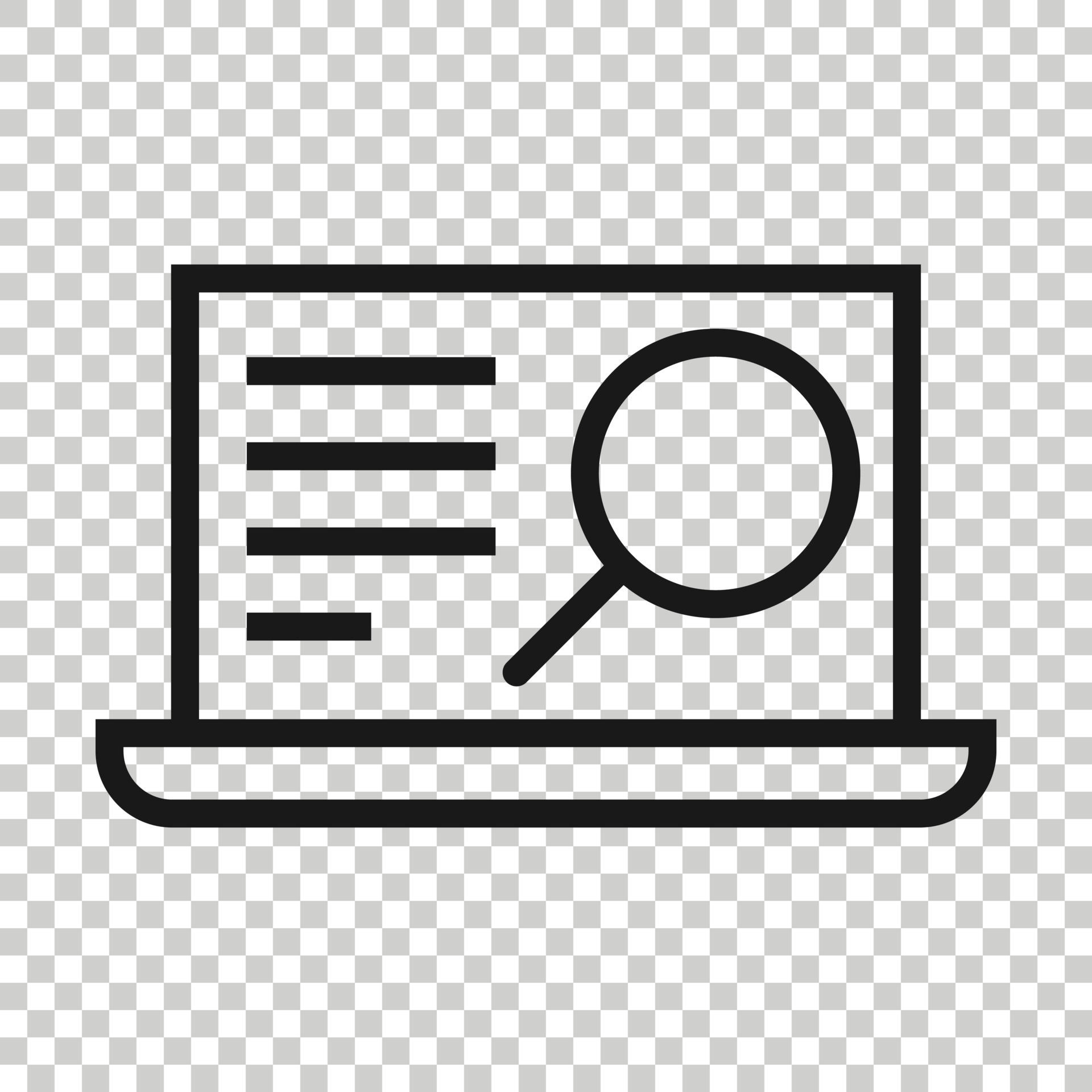 Computer search icon in flat style. Laptop with magnifying glass vector ...