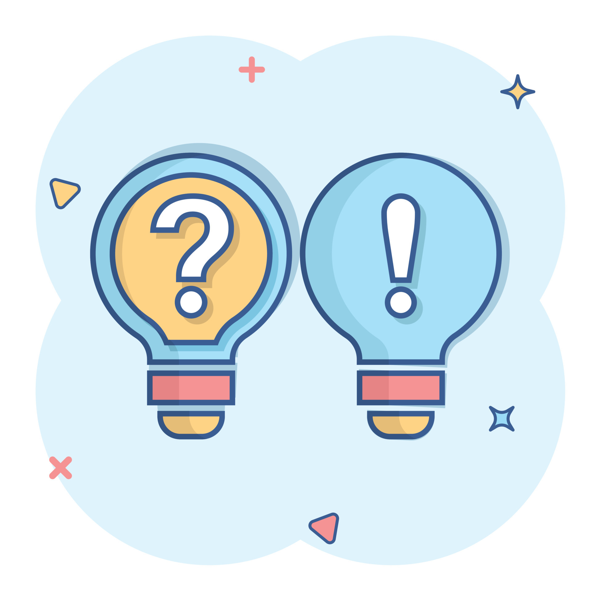 Problem solution icon in comic style. Light bulb idea vector cartoon ...