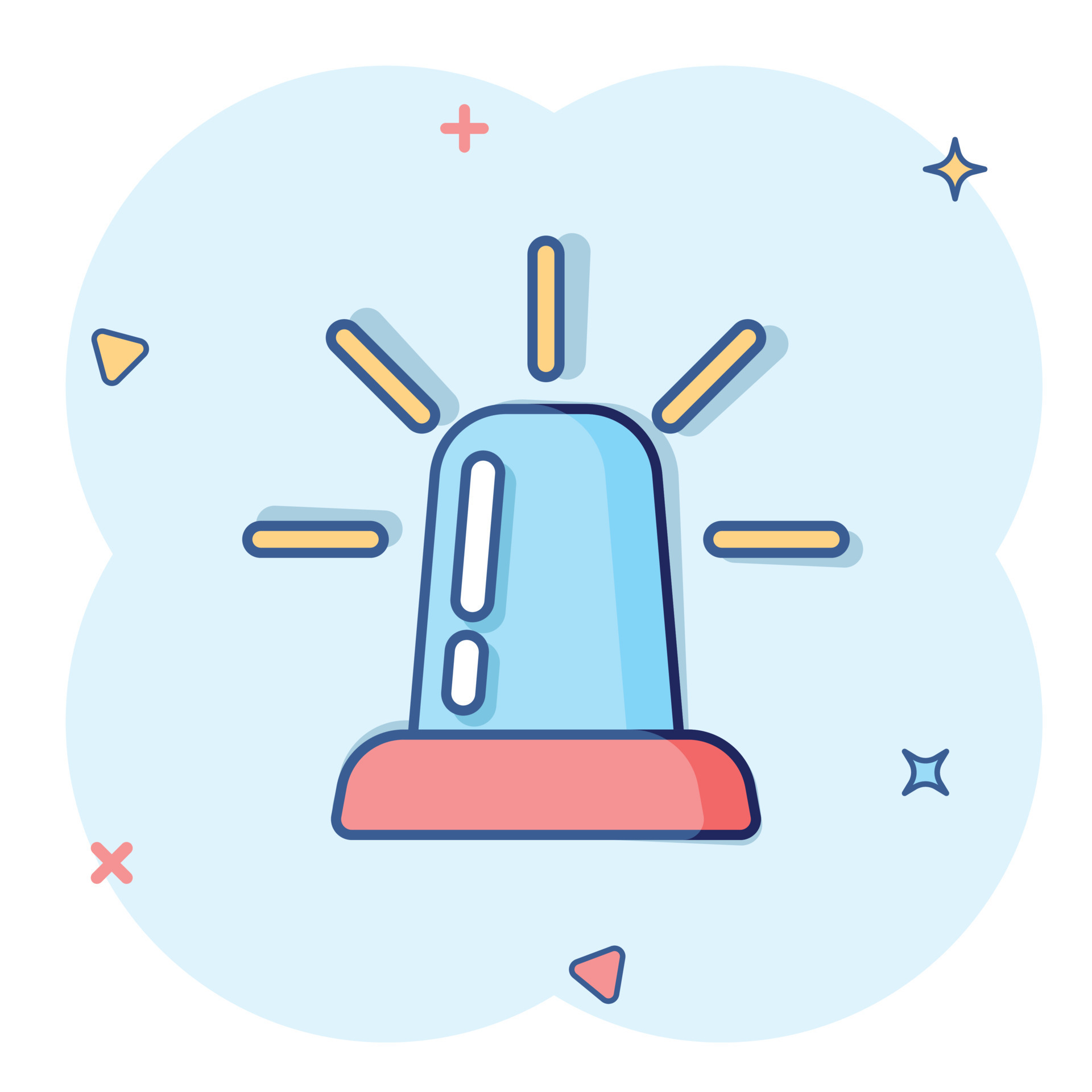 Emergency alarm icon in comic style. Alert lamp cartoon vector ...