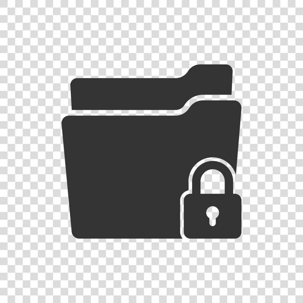 Files folder permission icon in flat style. Document access vector illustration on isolated ...