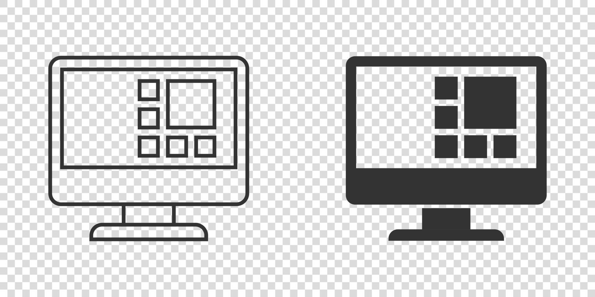 Personal computer in flat style. Desktop pc vector illustration on ...