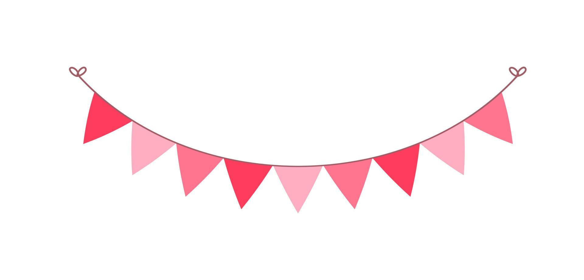 Valentine's Day triangle pennant banner bunting vector illustration ...