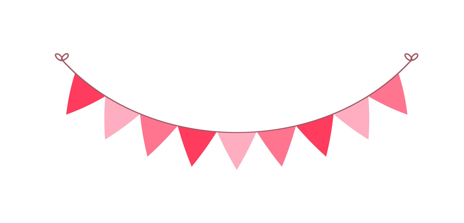 Valentine's Day triangle pennant banner bunting vector illustration ...
