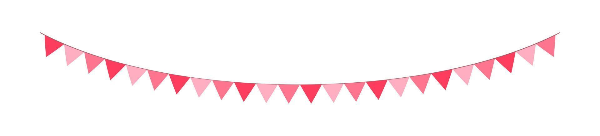Valentine's Day triangle pennant banner bunting vector illustration ...