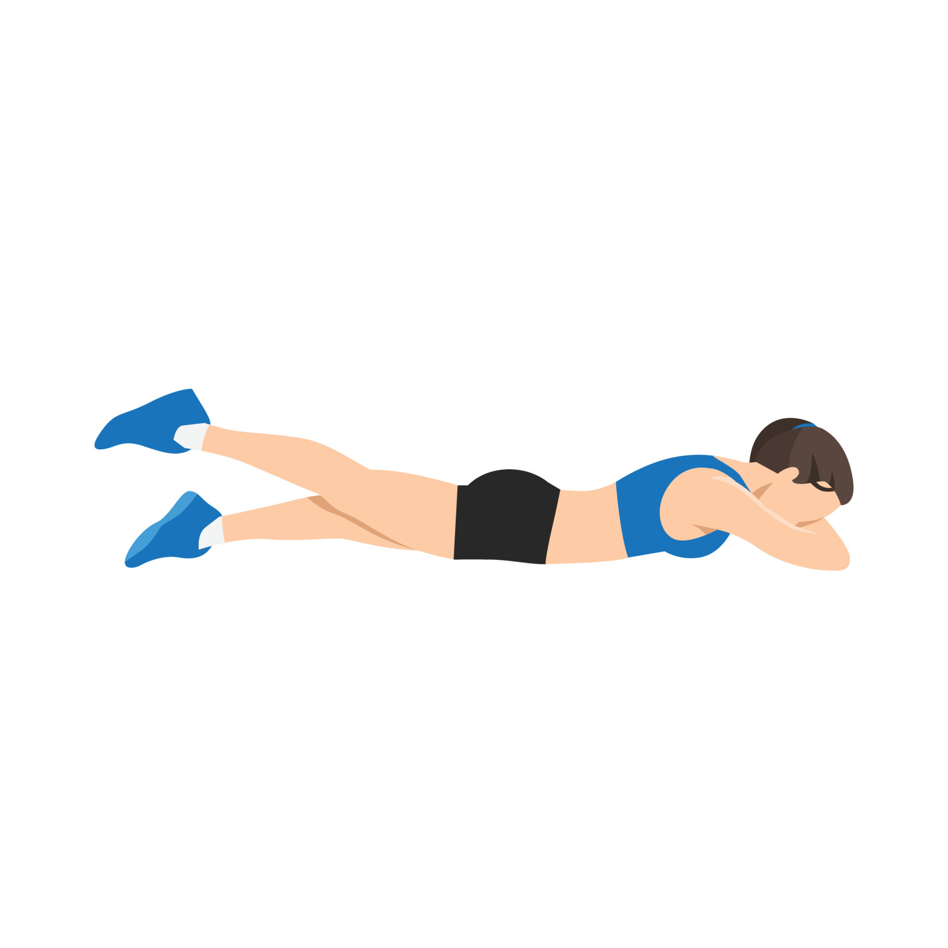 Woman Doing Prone Or Lying Leg Lifts Exercise Flat Vector Illustration Isolated On White
