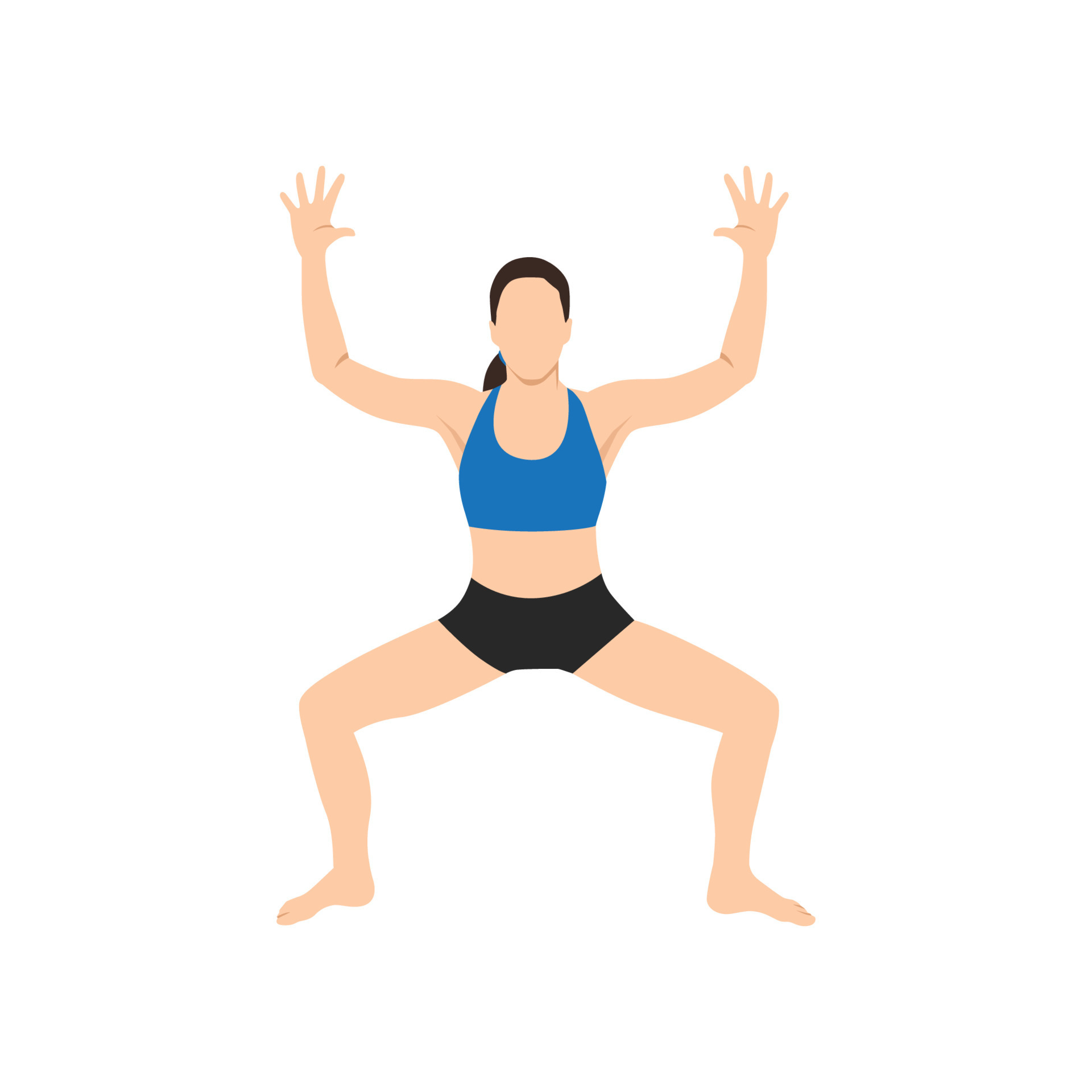 Woman Doing Goddess Pose Fierce Angle Pose Victory Squat Pose Practice Utkata Konasana Flat