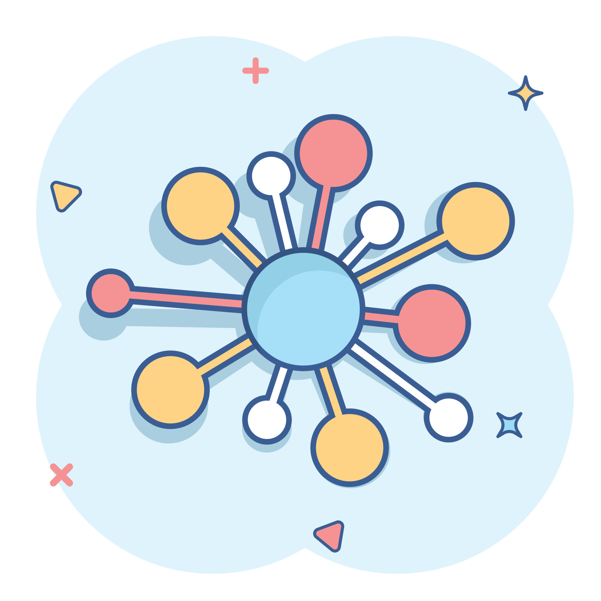 Hub Network Connection Sign Icon In Comic Style Dna Molecule Vector