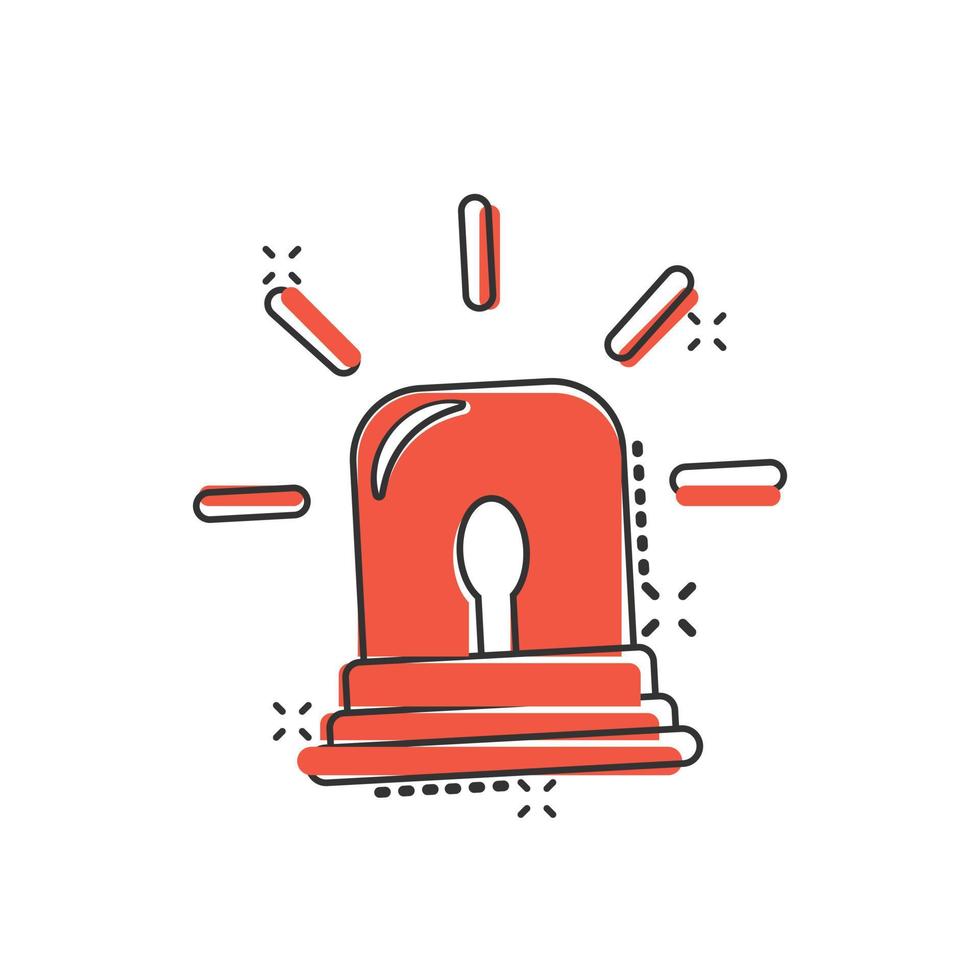 Emergency alarm icon in comic style. Alert lamp cartoon vector ...