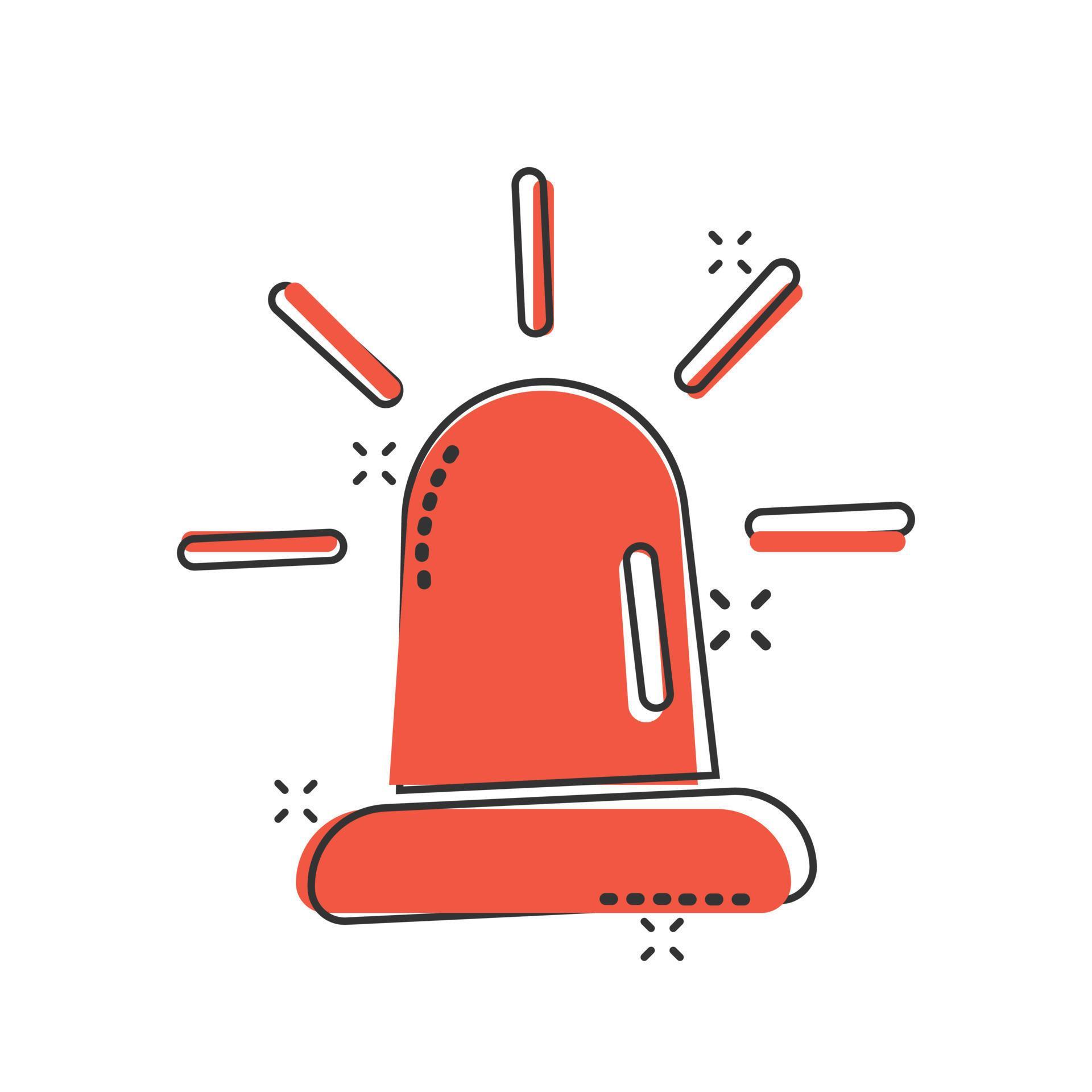 Emergency alarm icon in comic style. Alert lamp cartoon vector ...