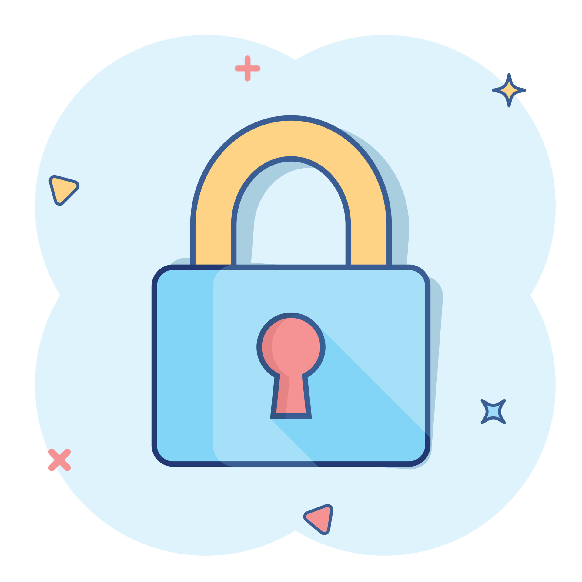 Vector Cartoon Padlock Icon In Comic Style Lock Unlock Security Concept Illustration Pictogram