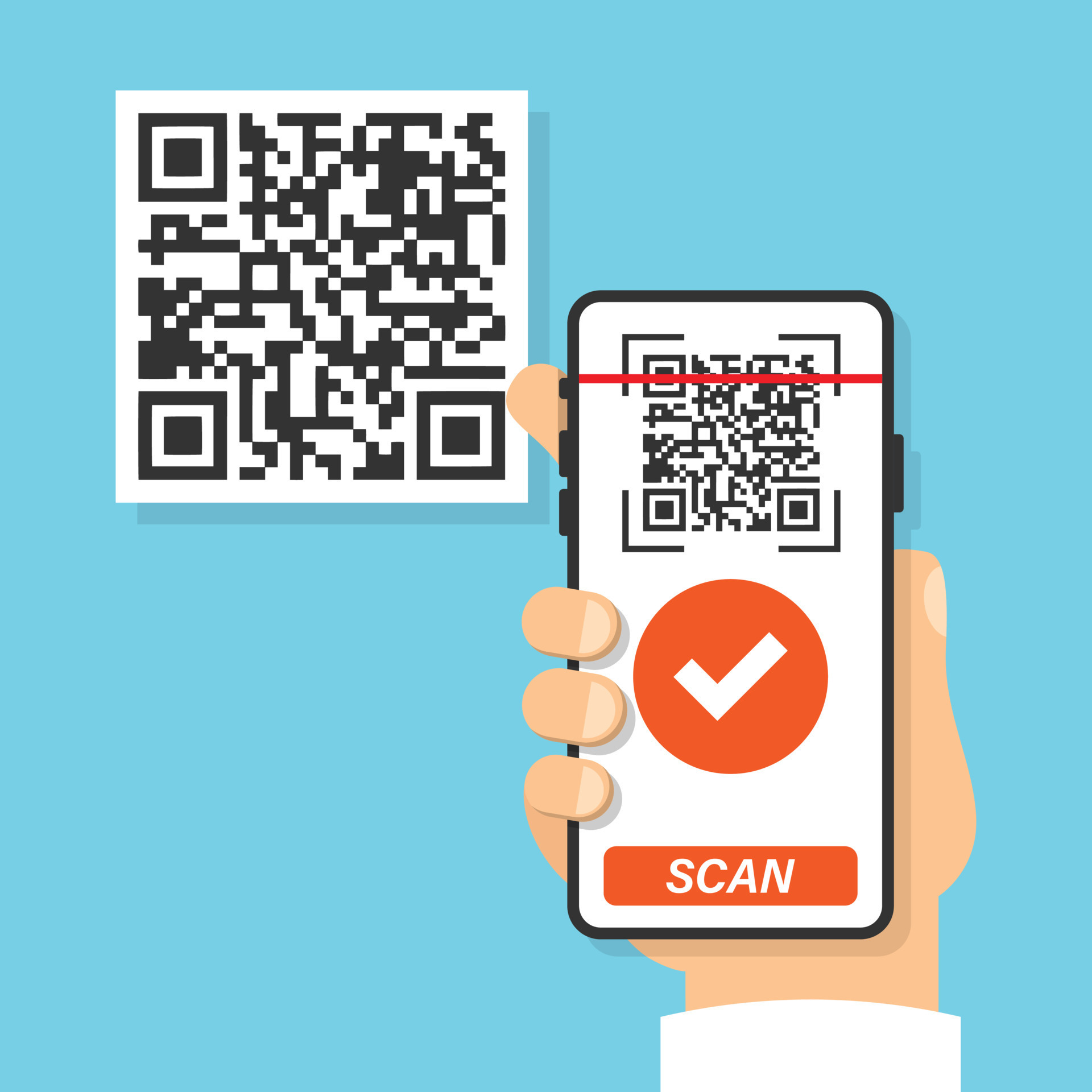 Qr Code Scan Icon In Flat Style Mobile Phone Scanning Vector