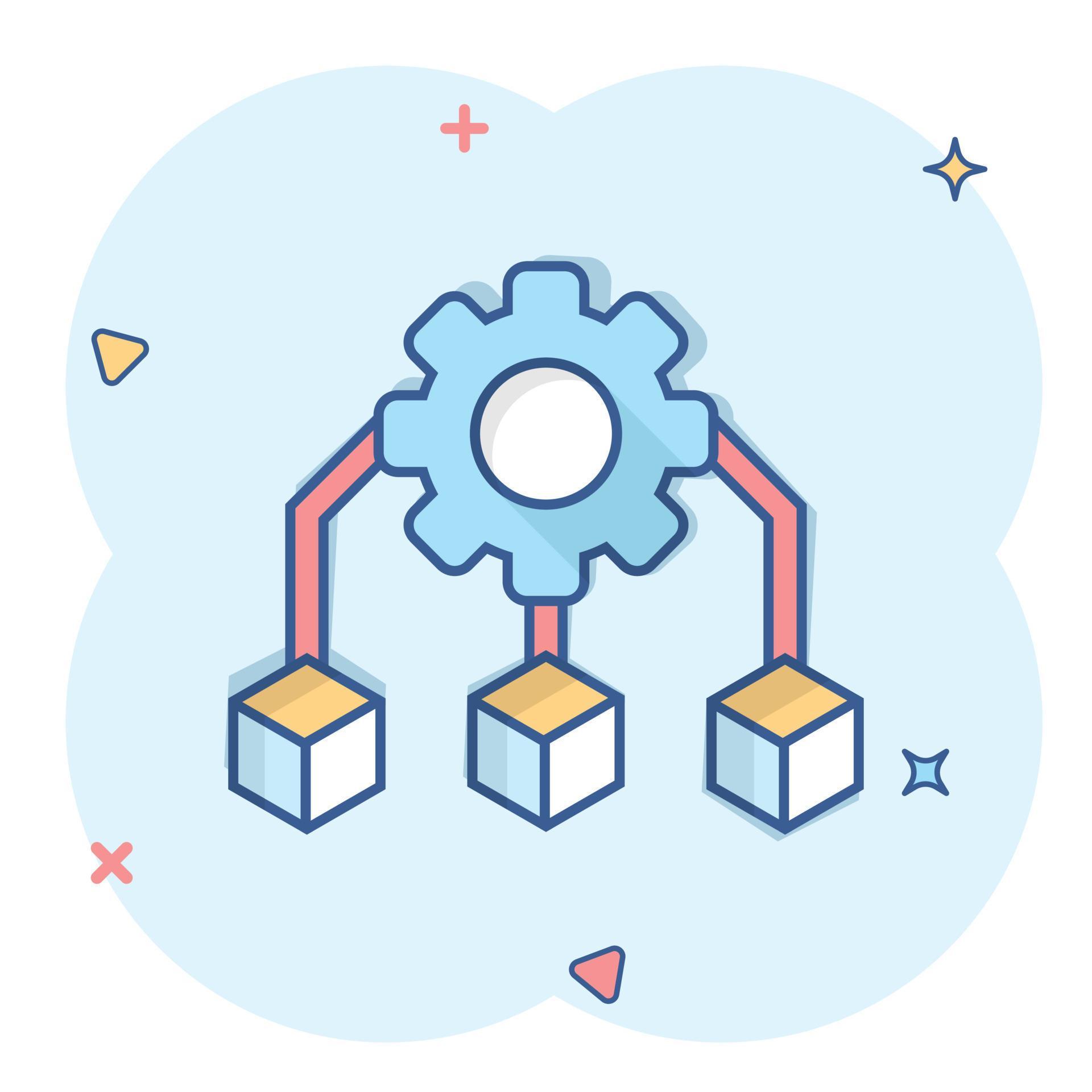 Api technology icon in comic style. Algorithm cartoon vector ...