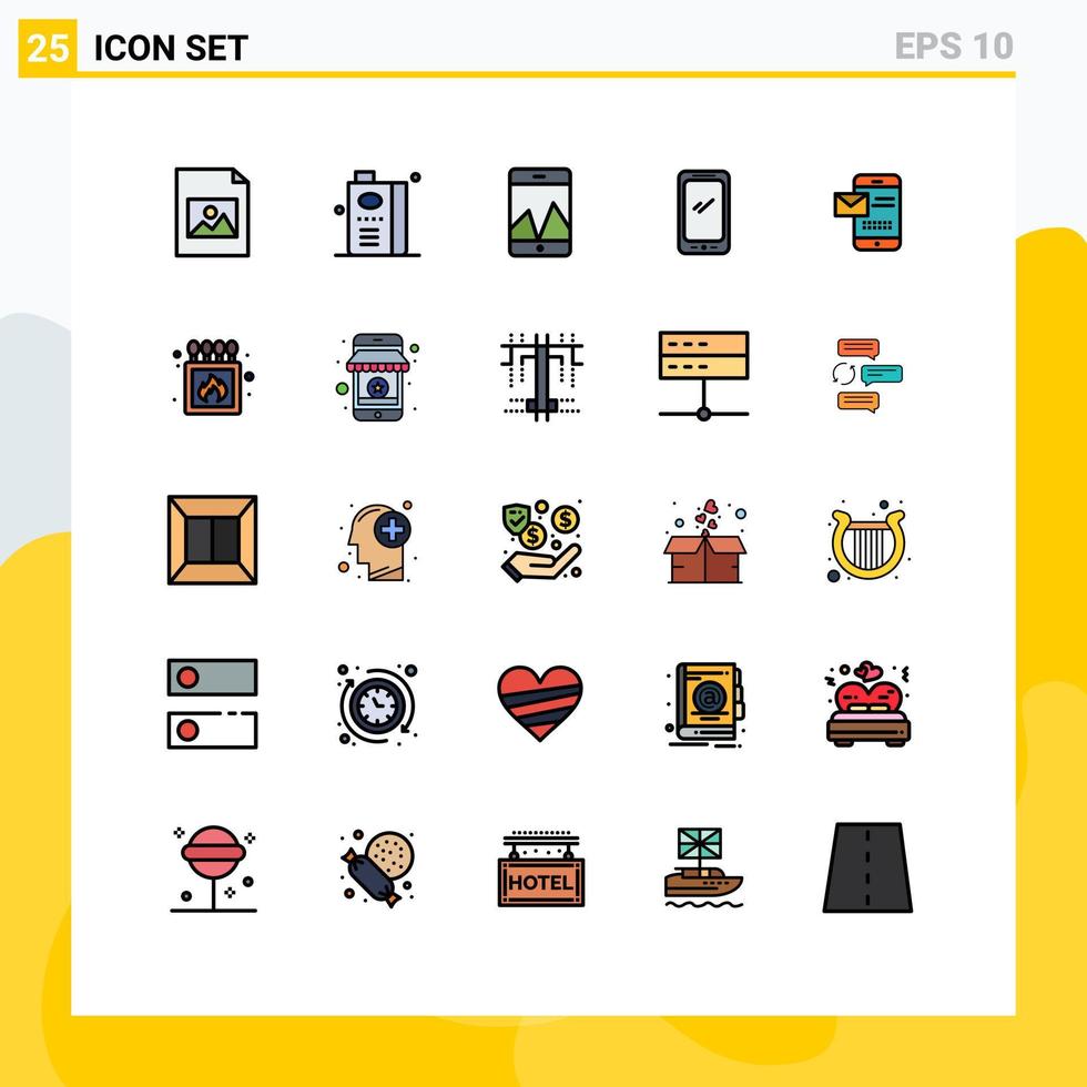 Pictogram Set of 25 Simple Filled line Flat Colors of message iphone ...