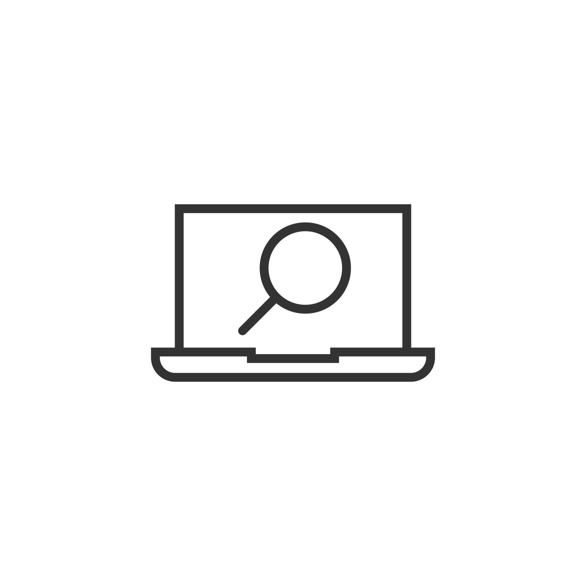 Computer search icon in flat style. Laptop with magnifying glass vector ...