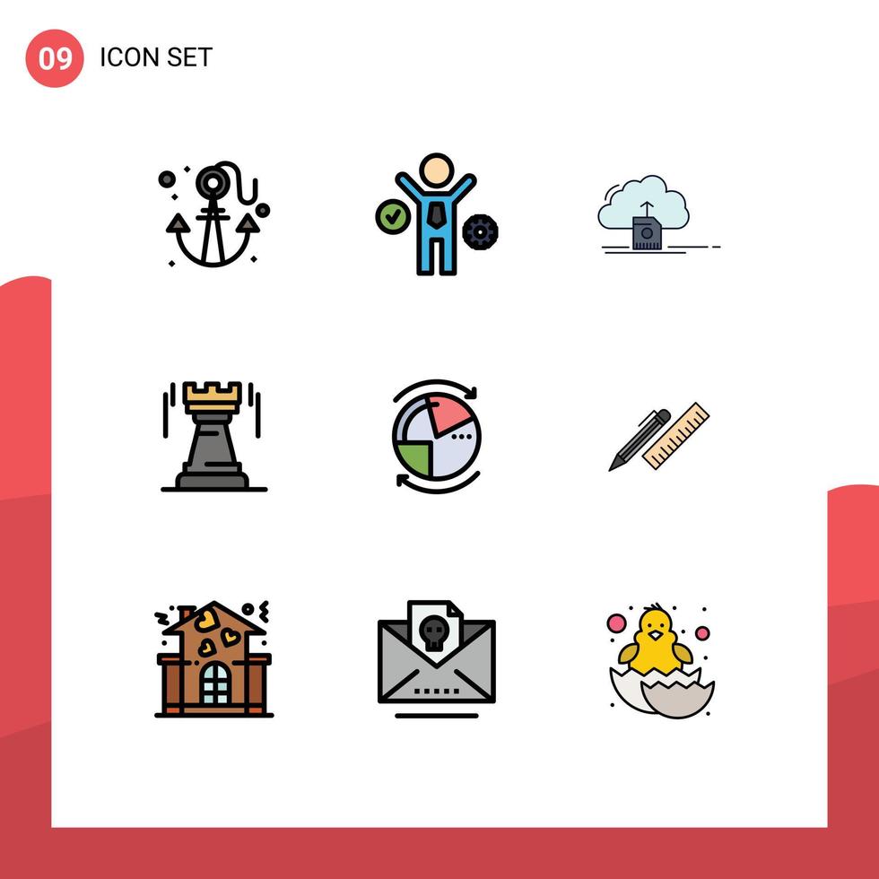 Pictogram Set Of 9 Simple Filledline Flat Colors Of Data Bastion Upload Strategy Castle Editable