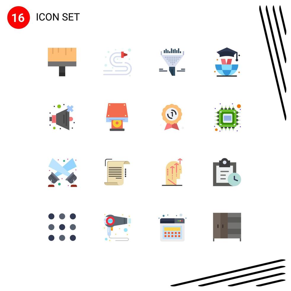 Pack Of 16 Creative Flat Colors Of Volume No Filter Graduation World Editable Pack Of Creative