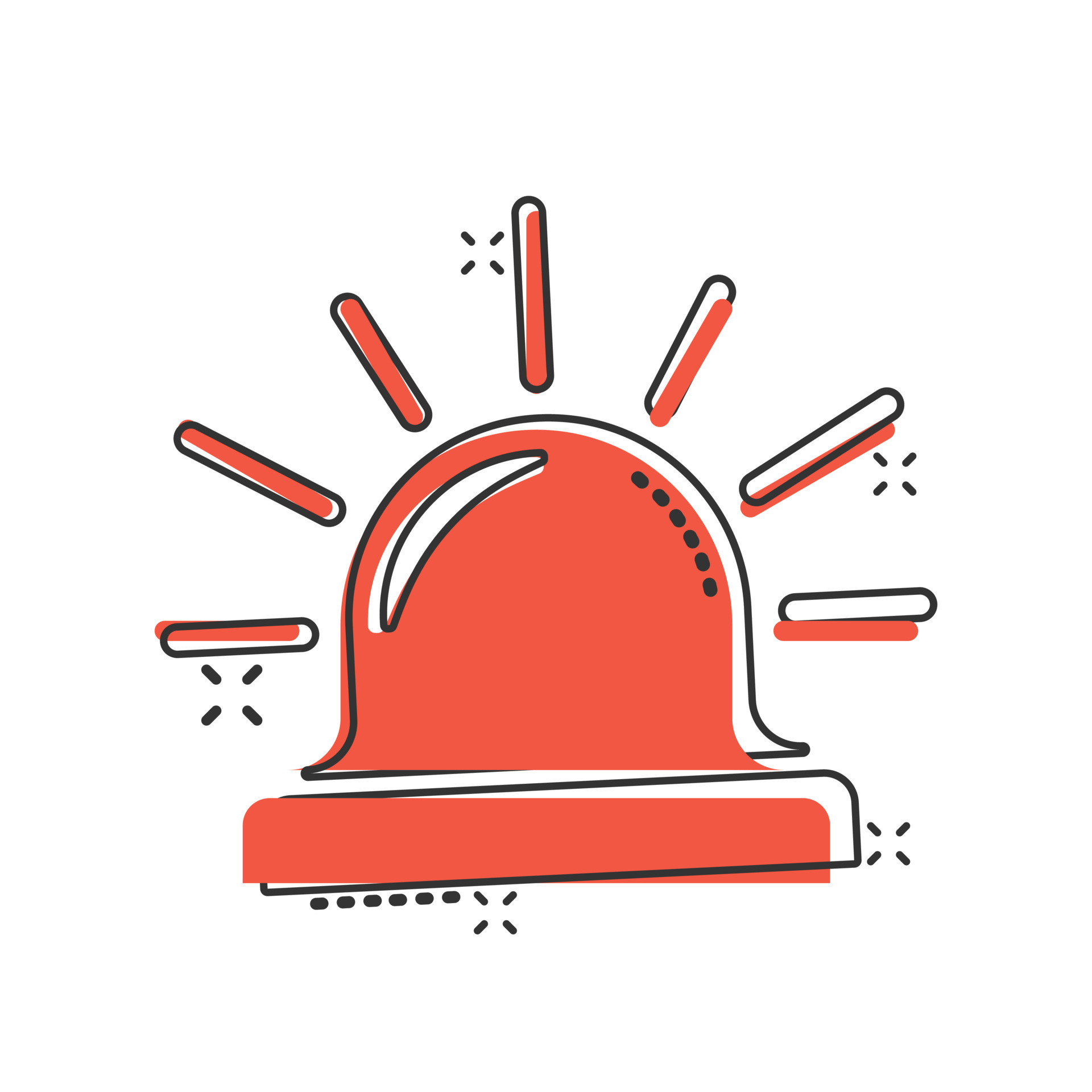 Emergency alarm icon in comic style. Alert lamp cartoon vector ... Emergency alarm icon in comic style. Alert lamp cartoon vector ...