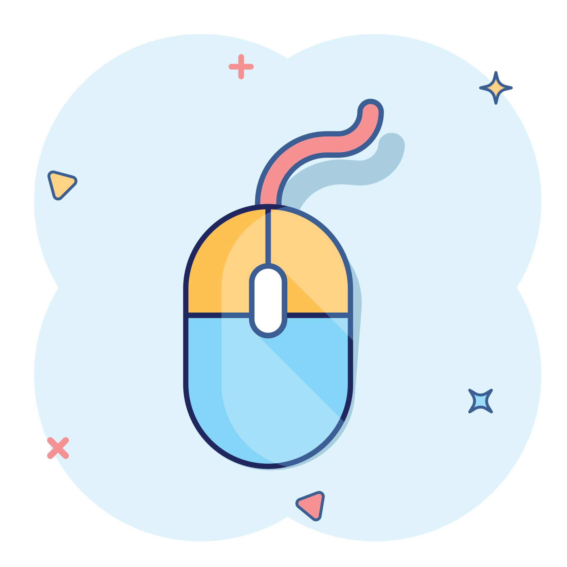 Vector cartoon computer mouse icon in comic style. Computer cursor sign ...