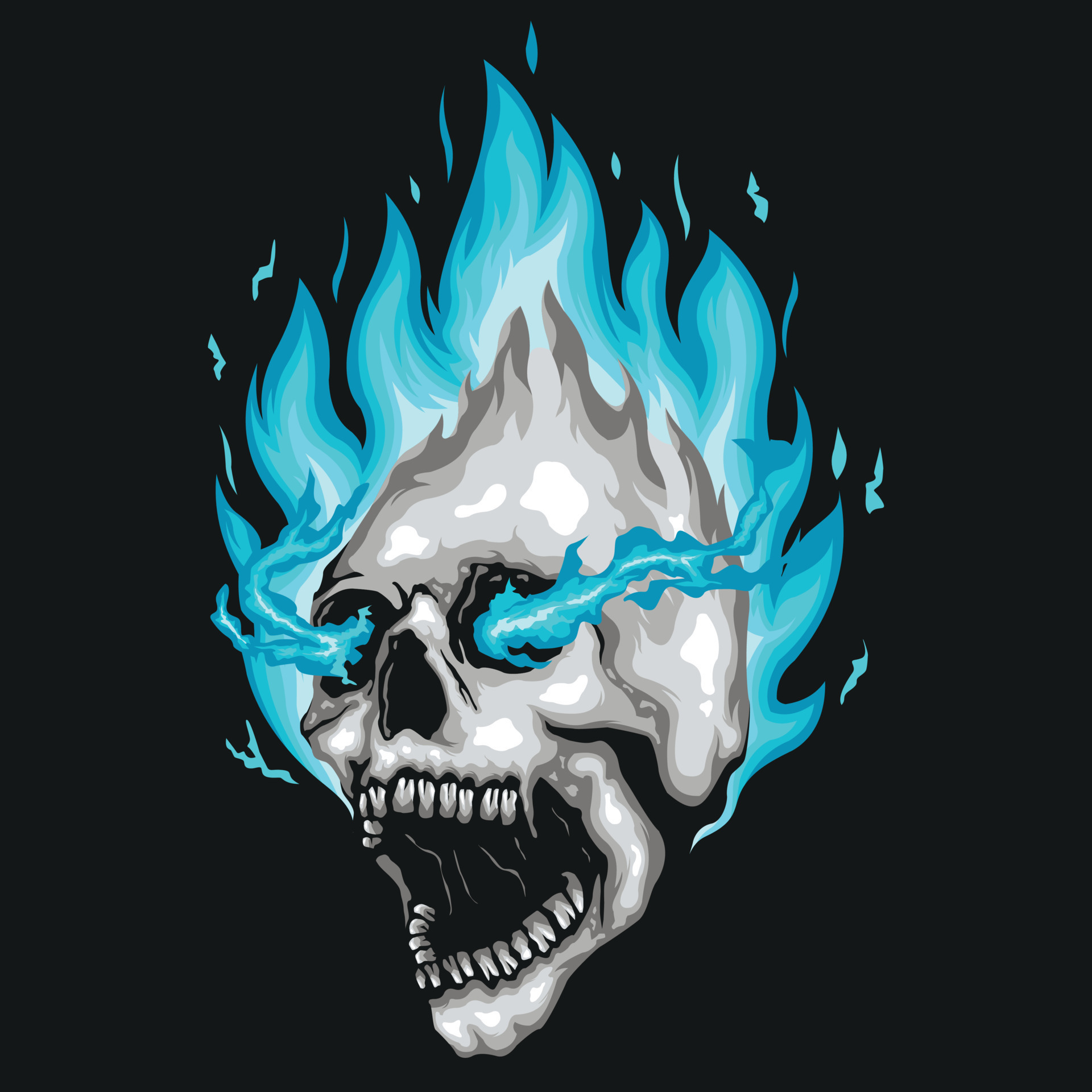 Blue Fire Skull