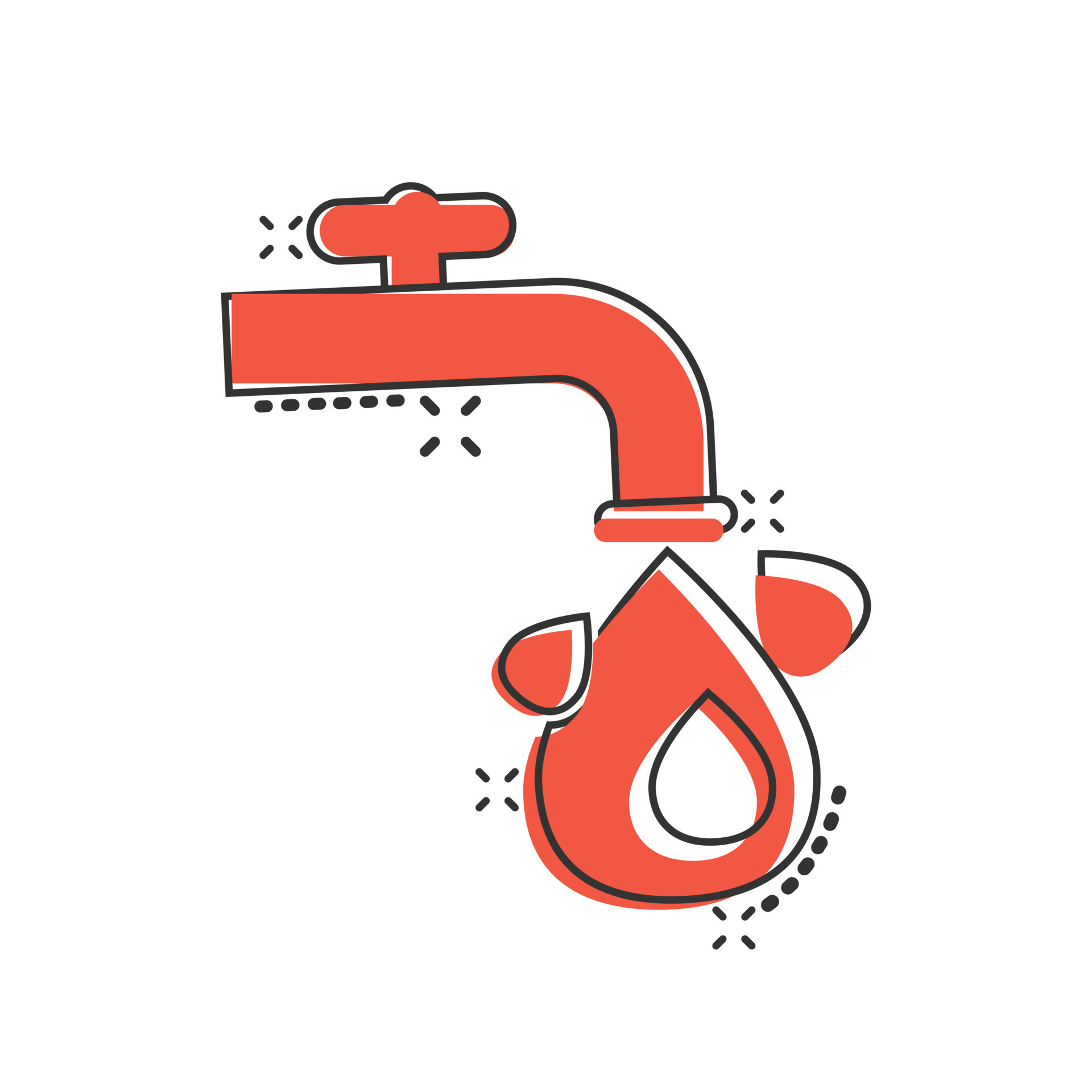 Water Tap Icon In Comic Style Droplet Cartoon Vector Illustration On