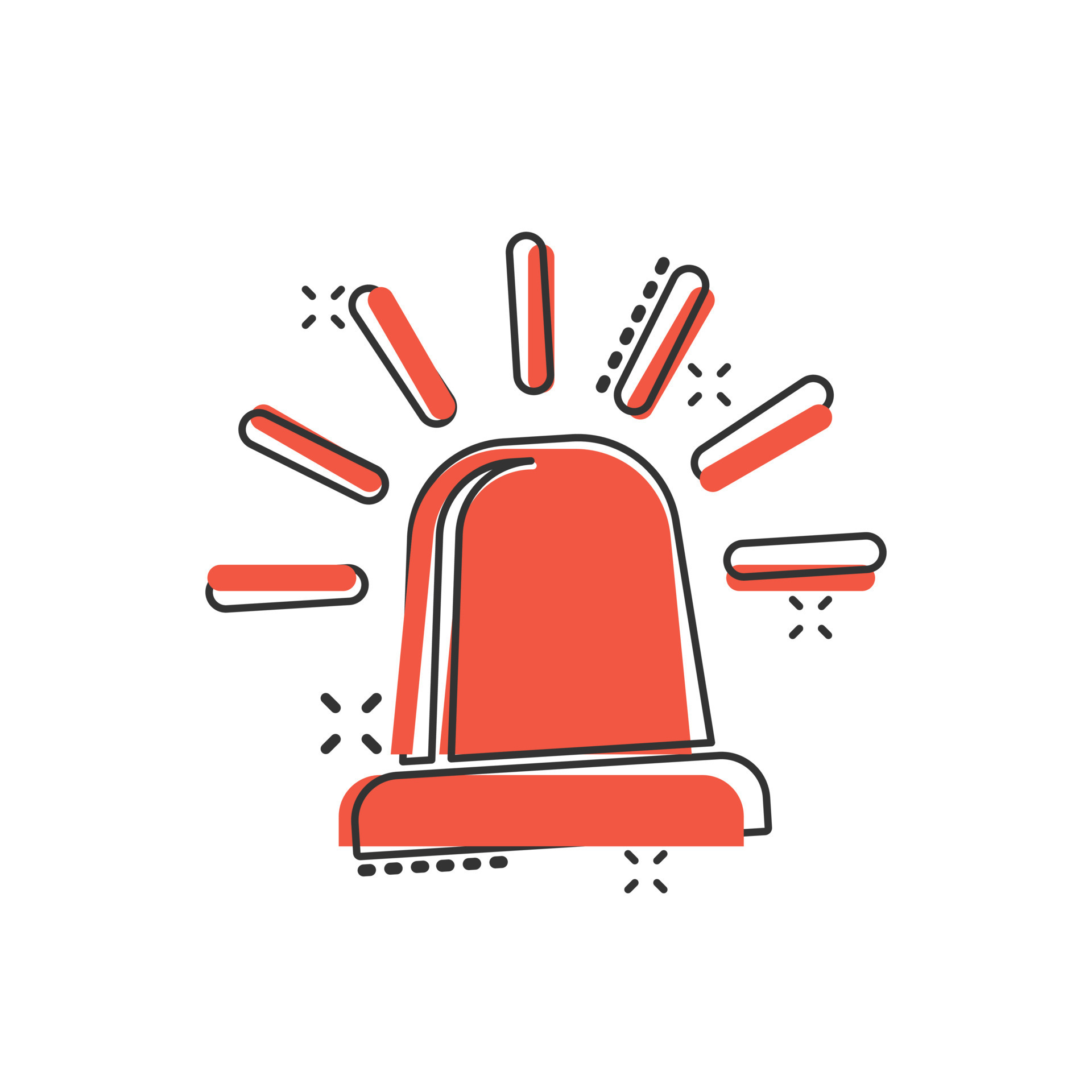 Emergency alarm icon in comic style. Alert lamp cartoon vector ...