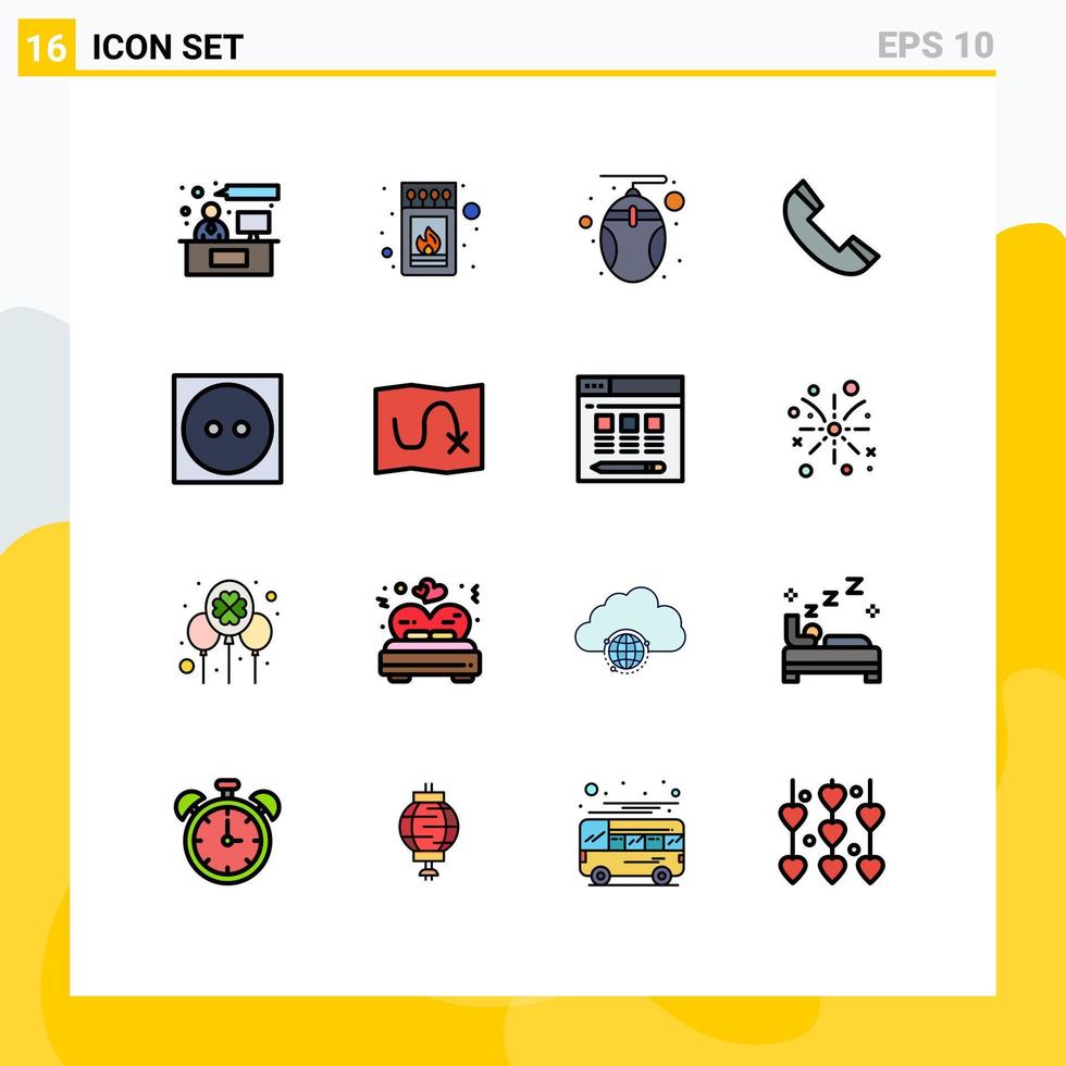 Editable Vector Line Pack Of 16 Simple Flat Color Filled Lines Of Clothing Telephone Computer