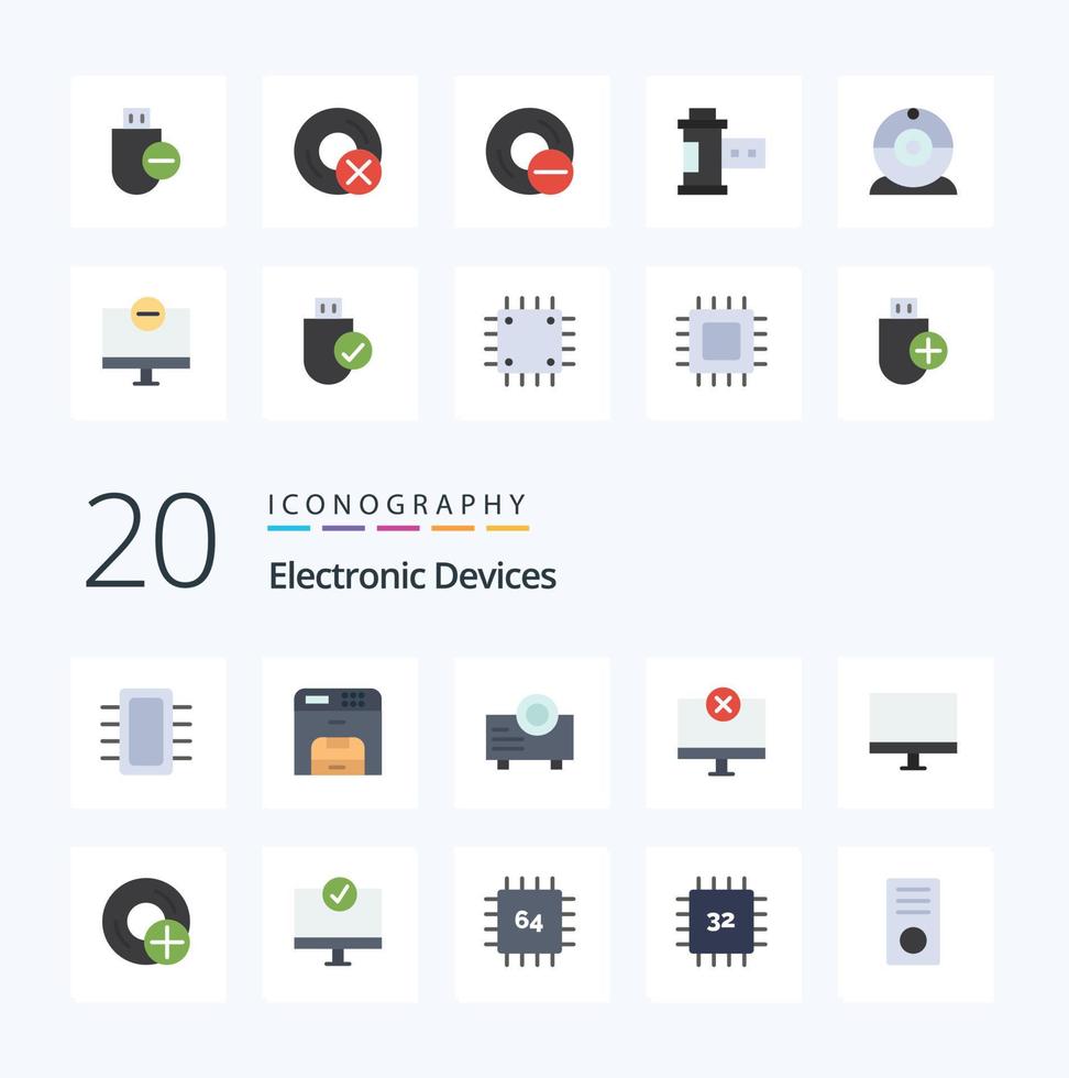 20 Devices Flat Color icon Pack like computers remove printer hardware computers 16144825 Vector ...