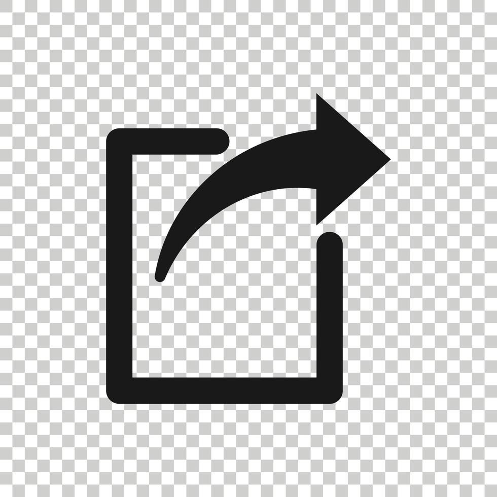 icono de botón compartir en estilo plano. Ilustración de vector de signo de flecha sobre fondo ...
