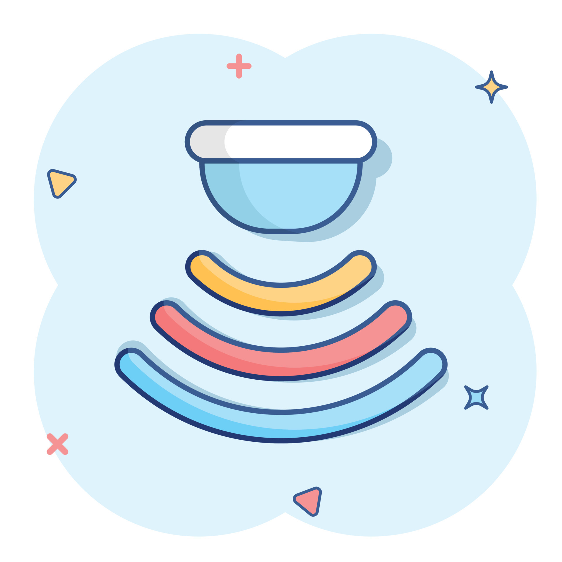 Motion Sensor Icon In Comic Style Sensor Waves Vector Cartoon