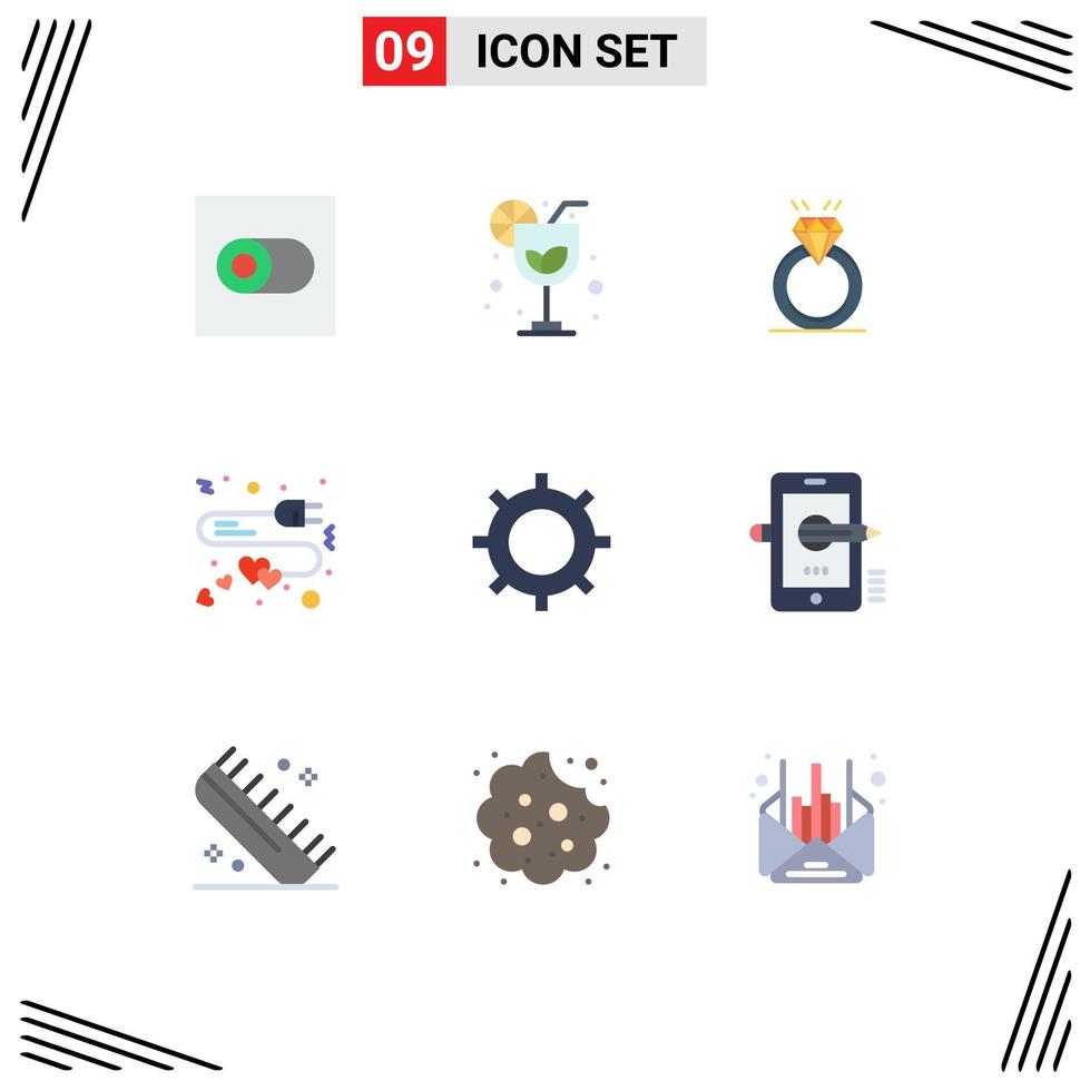 9 Thematic Vector Flat Colors And Editable Symbols Of Set Basic Proposal Heart Love Editable