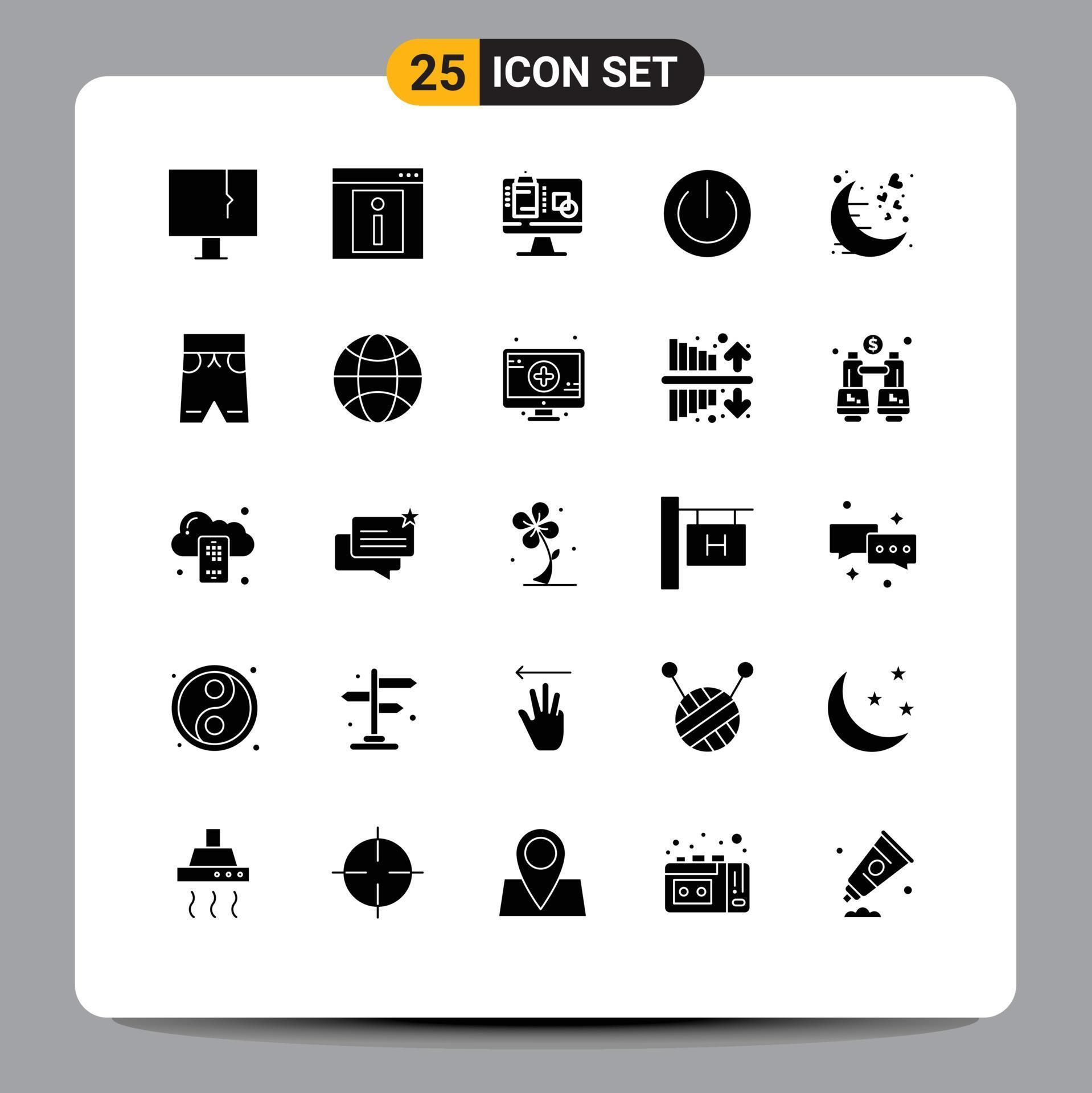 Pictogram Set of 25 Simple Solid Glyphs of gadgets devices web button data Editable Vector ...