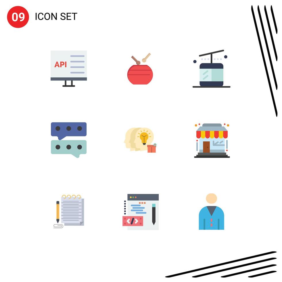 User Interface Pack Of 9 Basic Flat Colors Of Transfer Idea Chinese Message Bubble Editable