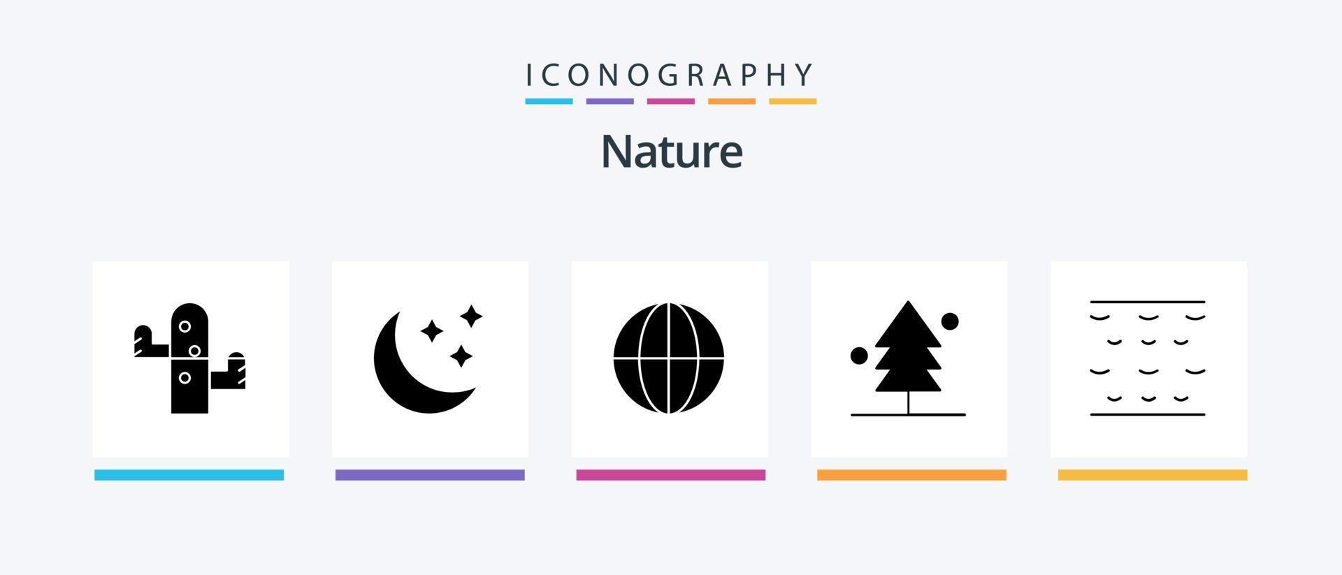 Nature Glyph 5 Icon Pack Including waves. sea. earth. tree. garden ...