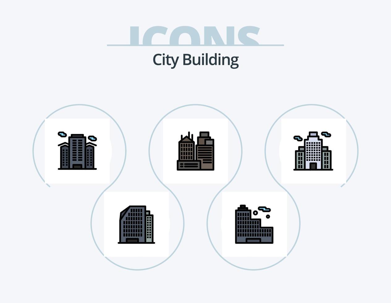 City Building Line Filled Icon Pack 5 Icon Design. . place. . business ...