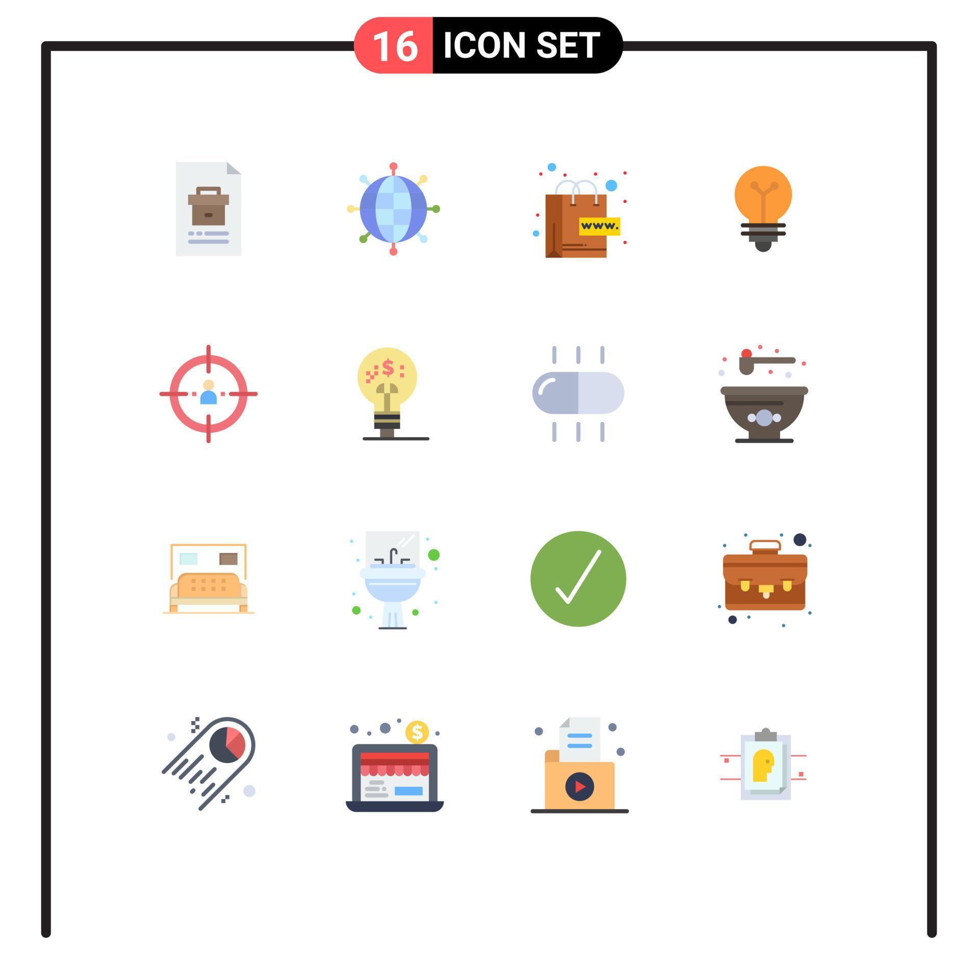 Editable Vector Line Pack Of 16 Simple Flat Colors Of Business Light Modern Lab World Editable