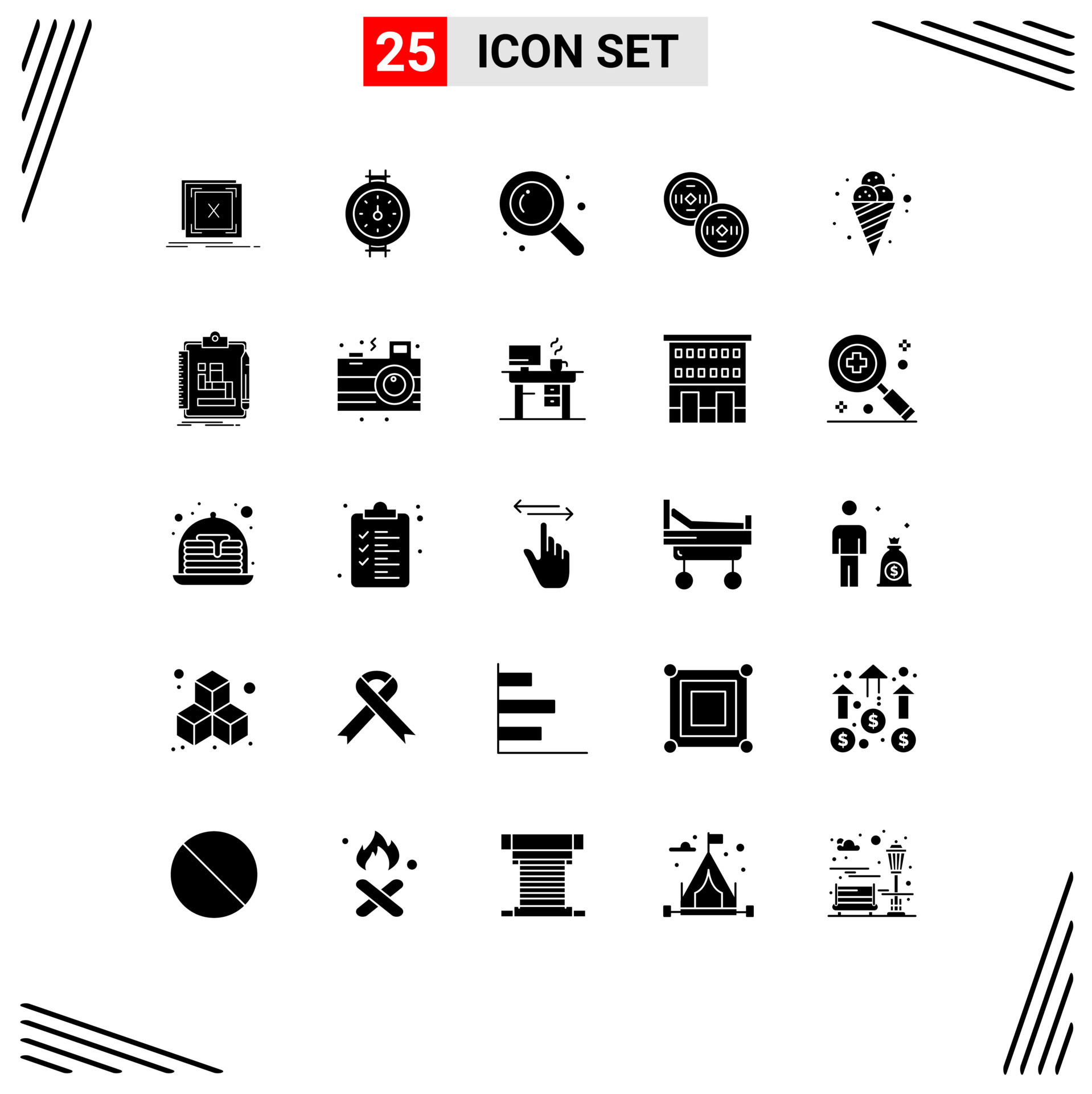 Set Of 25 Commercial Solid Glyphs Pack For Cold Food Detective Cream set-of-25-commercial-solid-glyphs-pack-for-cold-food-detective-cream