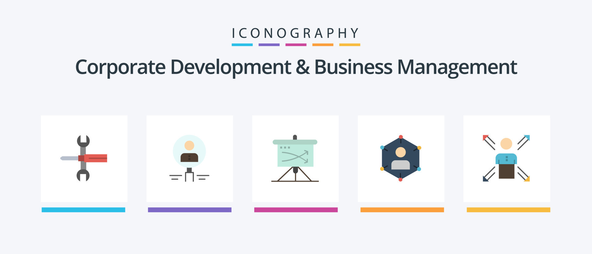 Corporate Development And Business Management Flat 5 Icon Pack ...