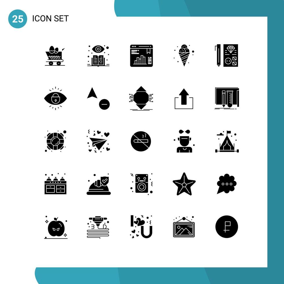 25 Universal Solid Glyphs Set For Web And Mobile Applications Development Coding Data Cold Food