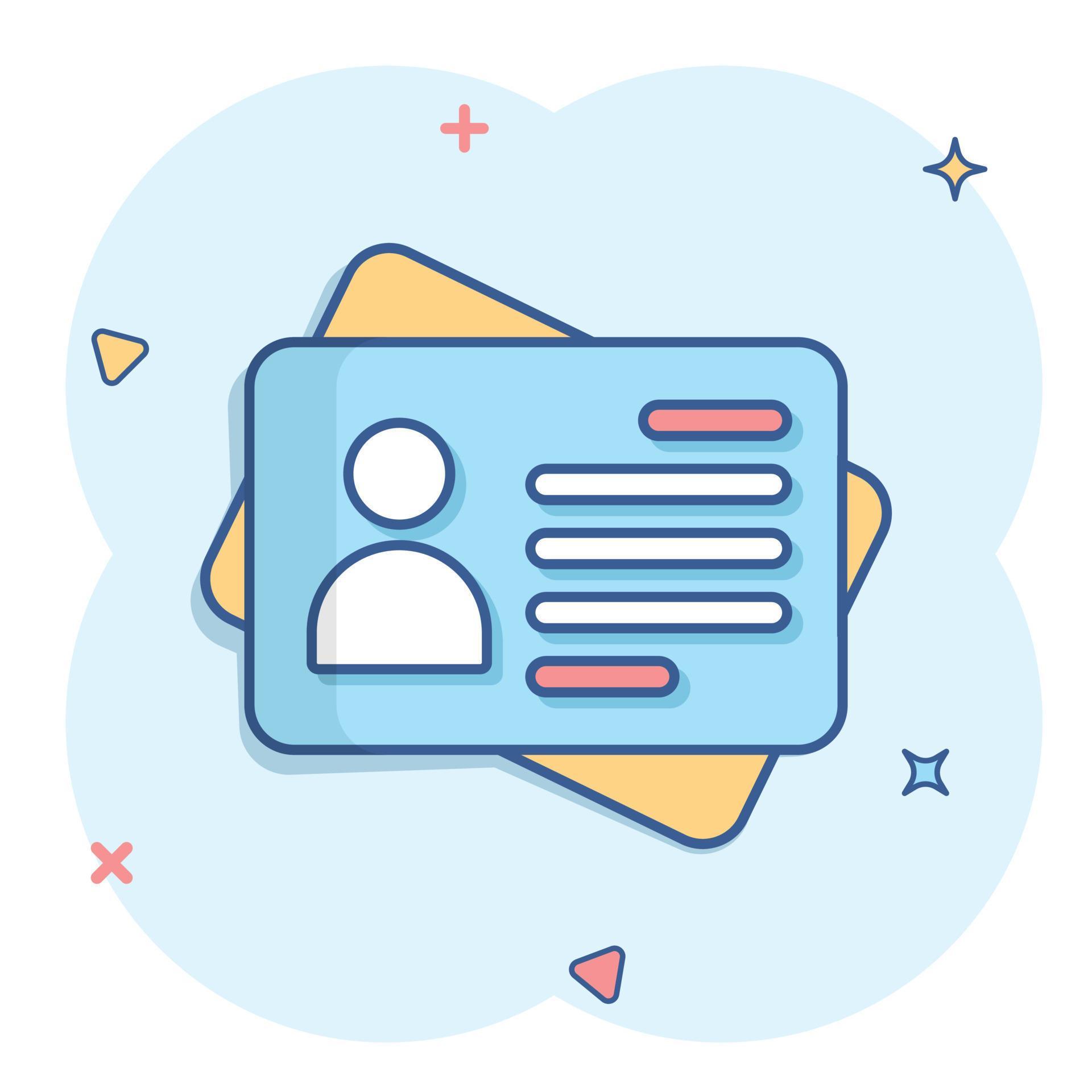 icono de la tarjeta de identificación en estilo cómico. ilustración de dibujos animados de ...