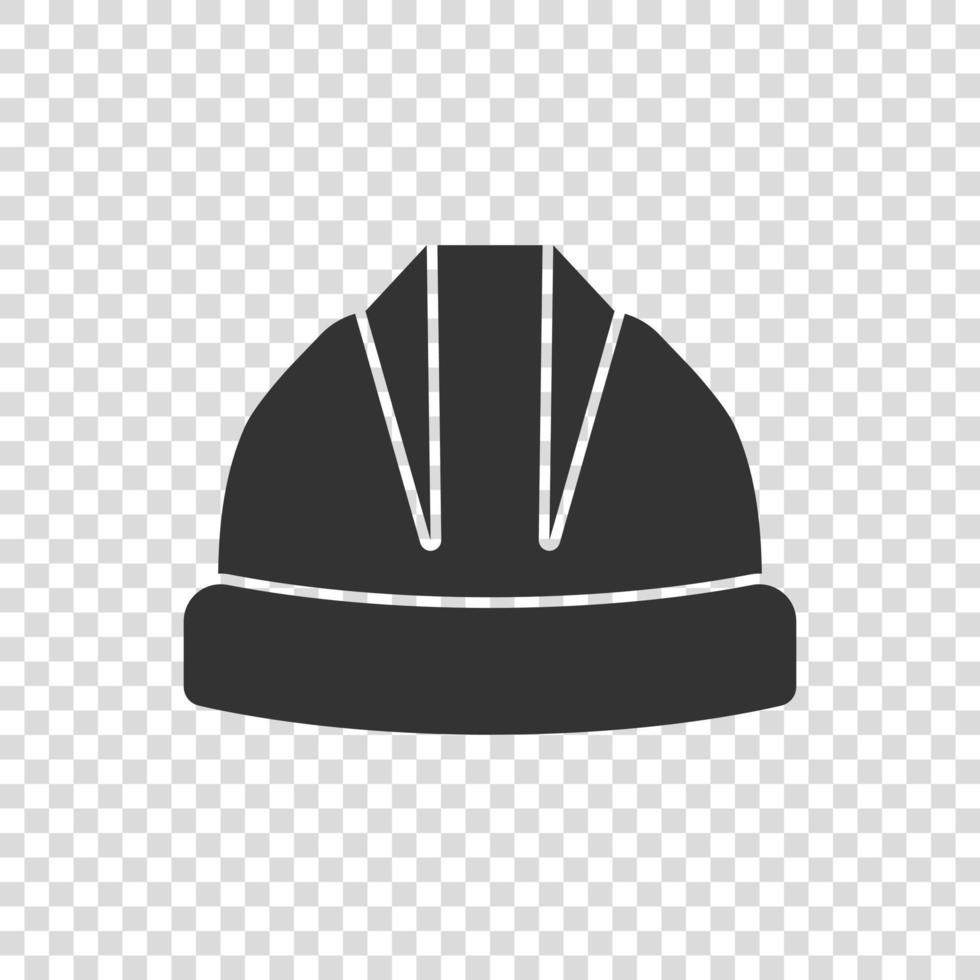 Construction Helmet Icon In Flat Style Safety Cap Vector Illustration