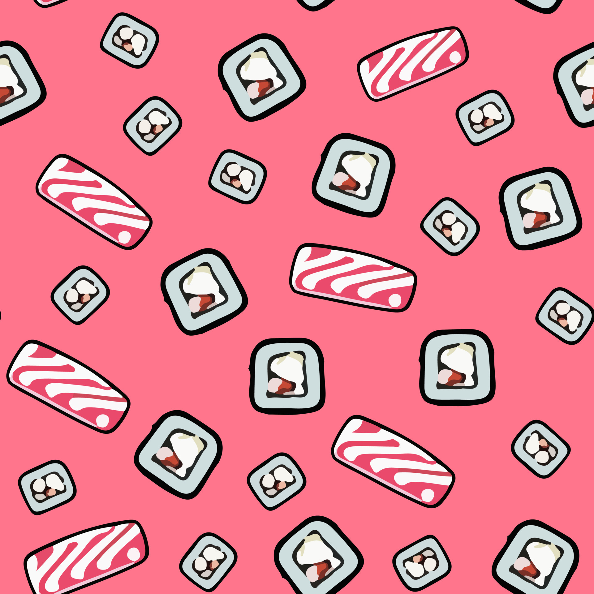 Vector seamless sushi pattern on pink. 16148722 Vector Art at Vecteezy Vector seamless sushi pattern on pink. 16148722 Vector Art at Vecteezy