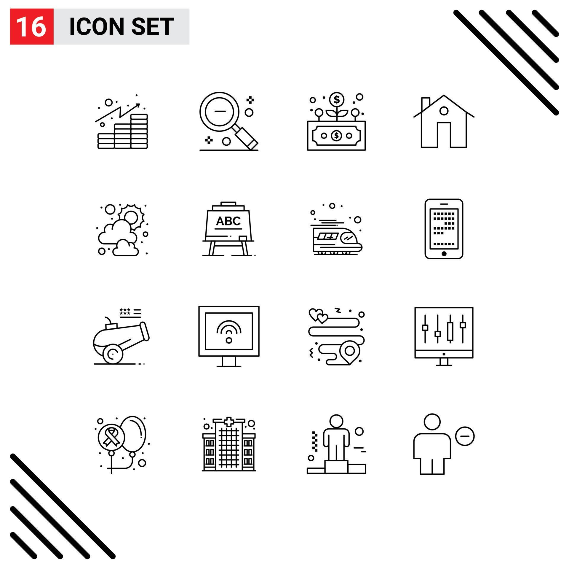 User Interface Pack Of 16 Basic Outlines Of Construction Building Ui Apartment Grow Editable
